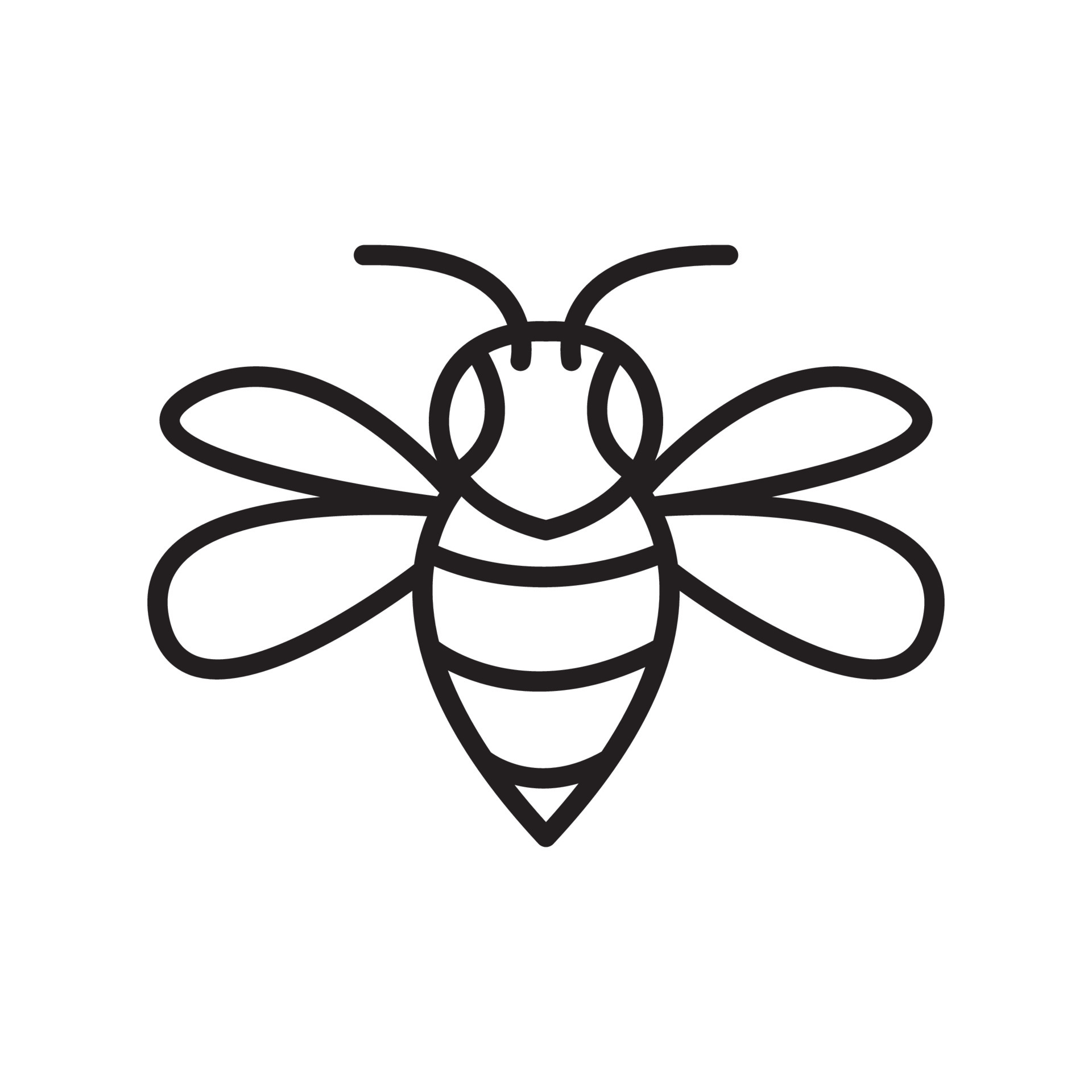 line cartoon shape little honey bee logo design, vector graphic symbol ...