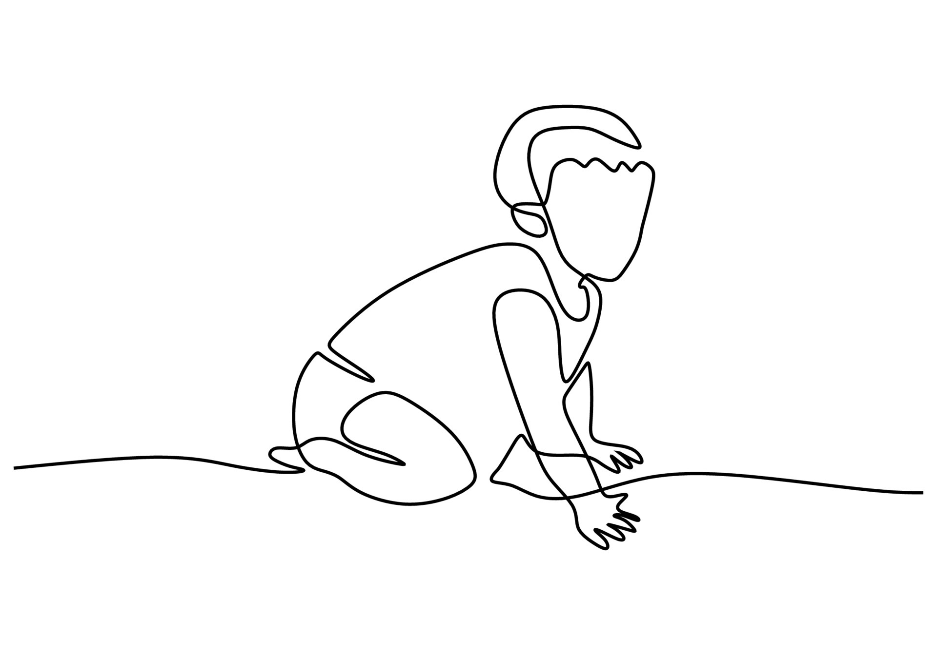 One continuous single line of little baby crawling 5727632 Vector Art ...