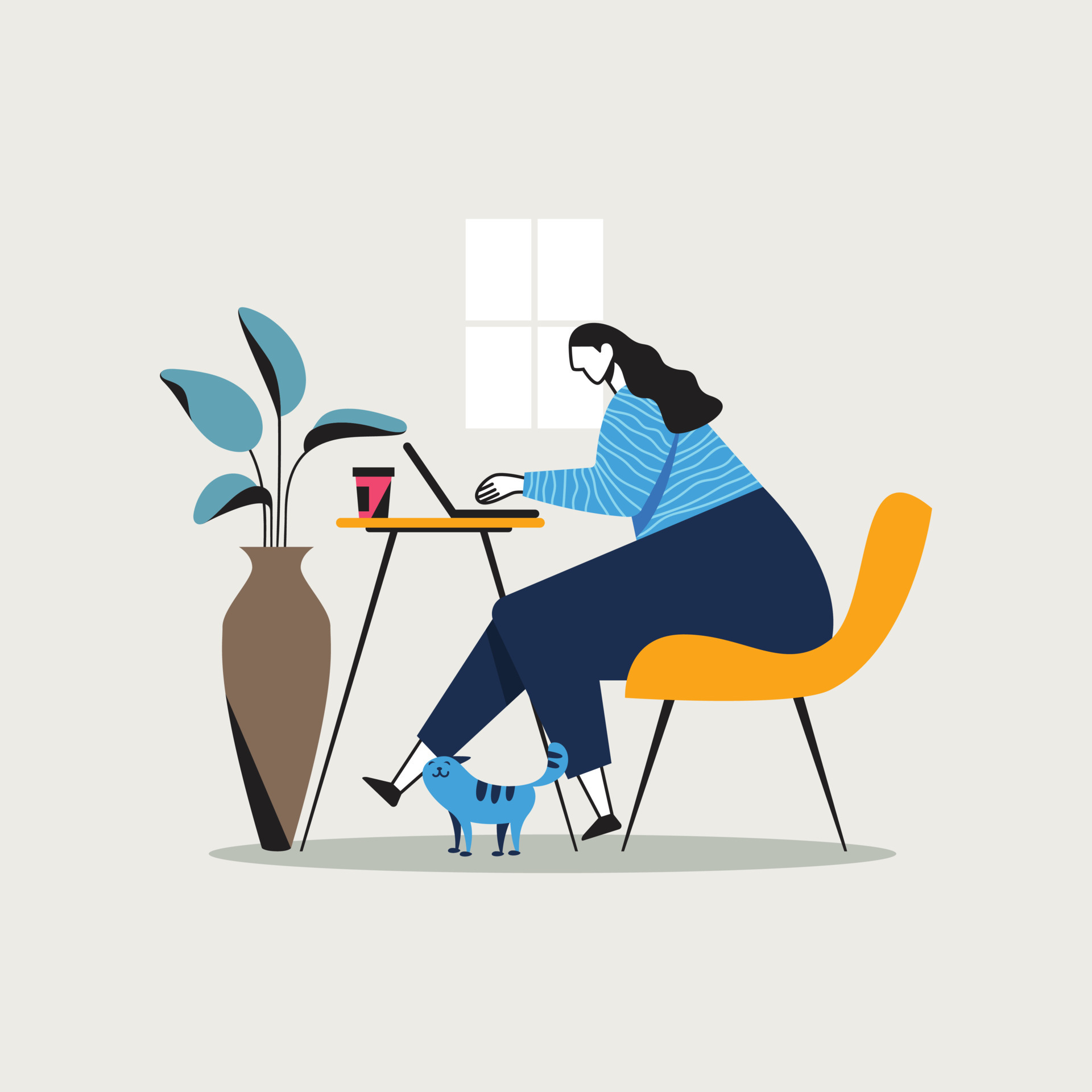 Vector illustration in flat design simple style with female character ... Vector illustration in flat design simple style with female character ...
