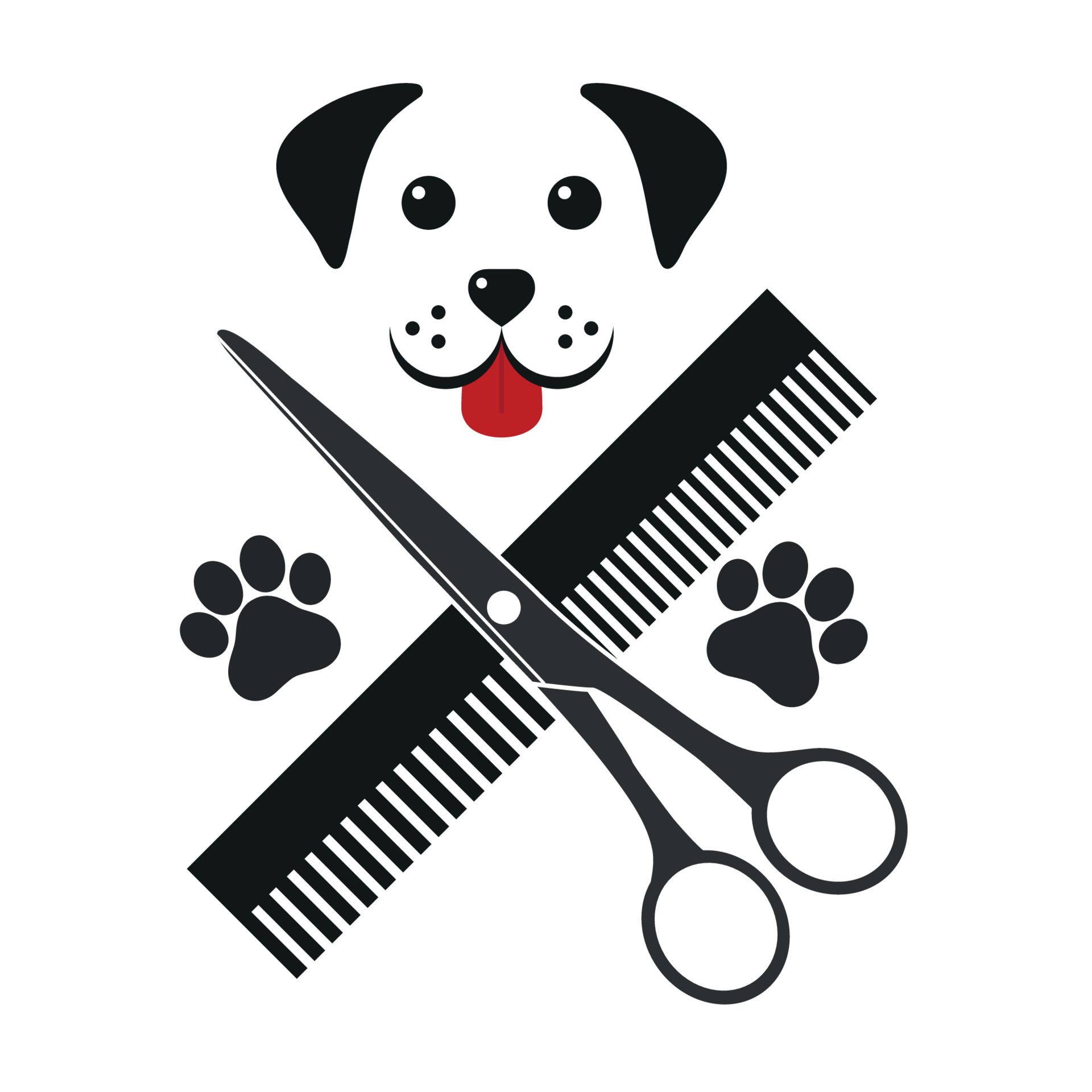 logotipo de peluquería canina. cabeza de perro con peine y tijeras ... logotipo de peluquería canina. cabeza de perro con peine y tijeras ...