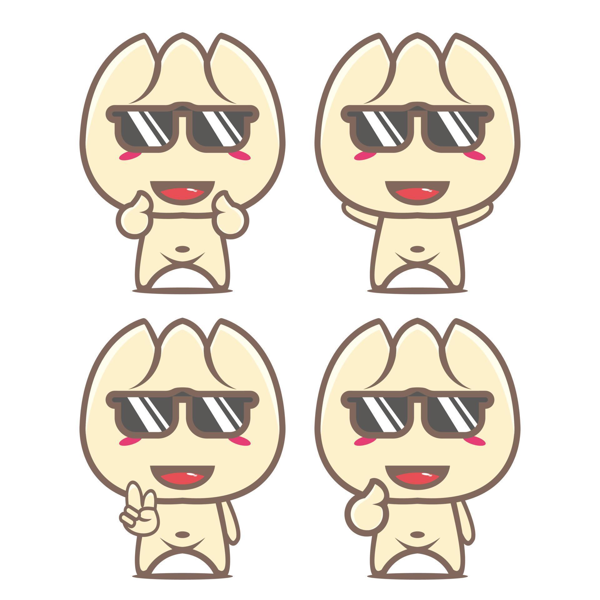 Set Collection Of Cute Dim Sum Mascot Design Character Isolated On A