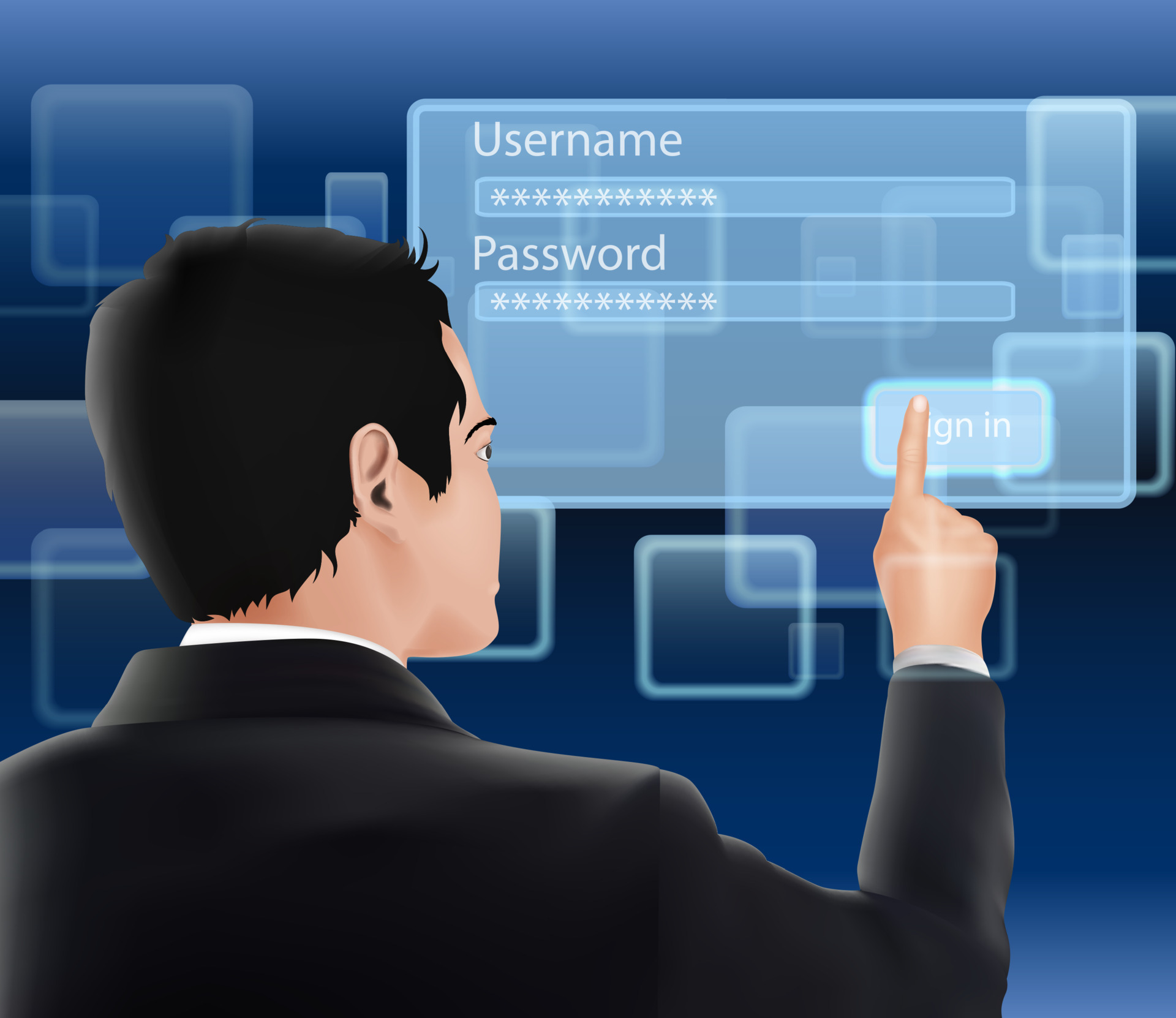 Man Log In And Password Vector 5740137 Vector Art At Vecteezy