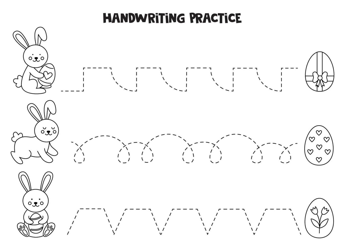 Tracing lines with cute Easter bunnies. Writing practice. 5741387 ...