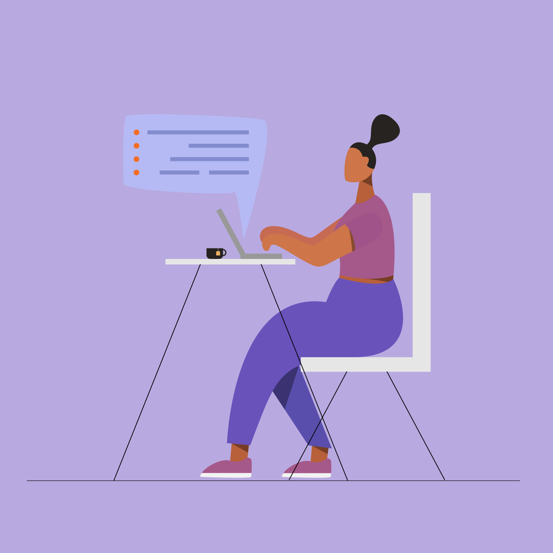 Illustration vector design of woman working on her laptop 5744815 ...