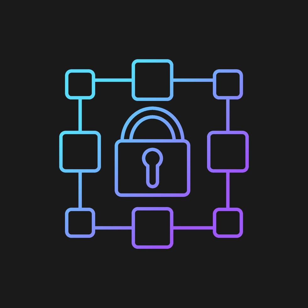 Blockchain gradient vector icon for dark theme. Encrypted data storage ...