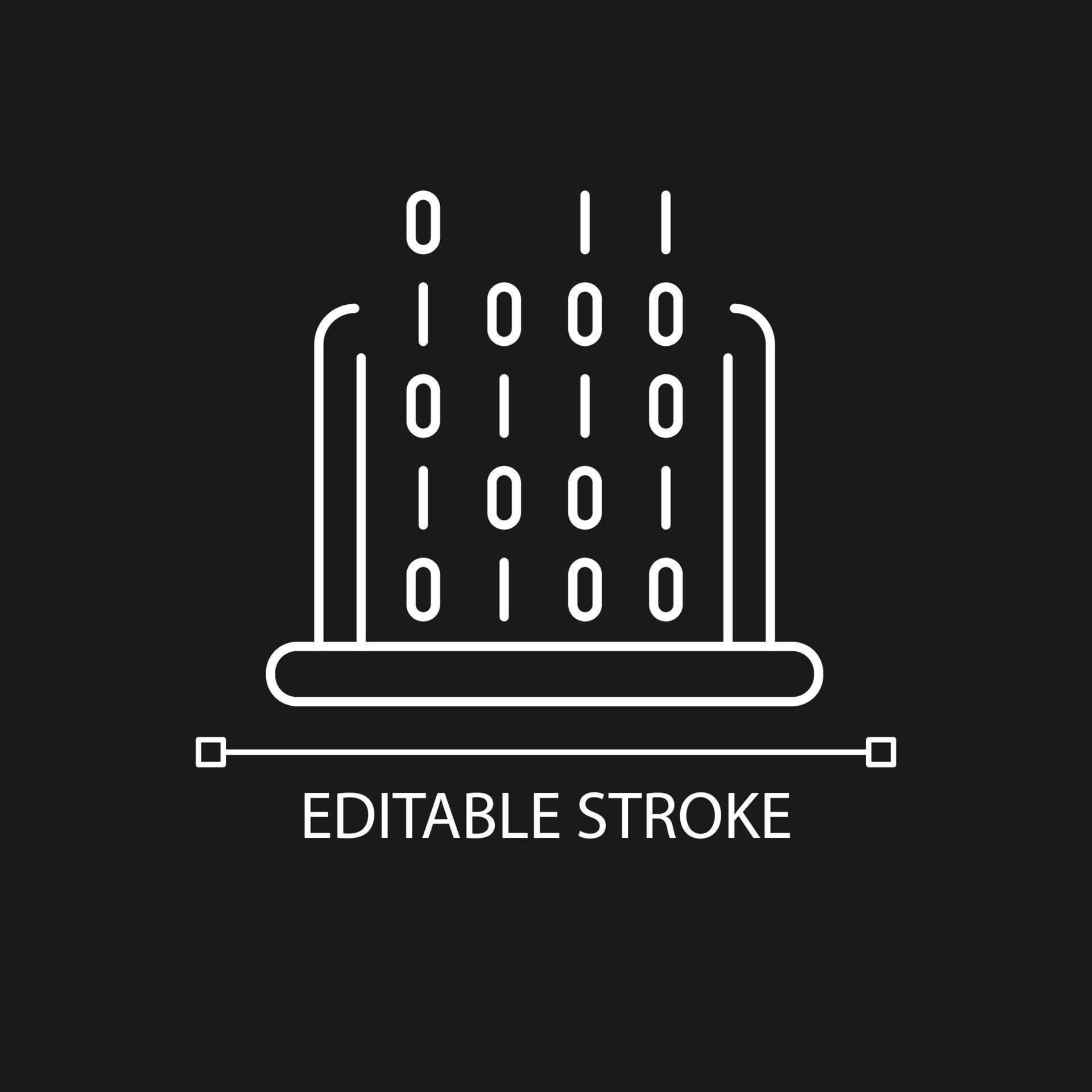 IT white linear icon for dark theme. Coding classes in schools ...