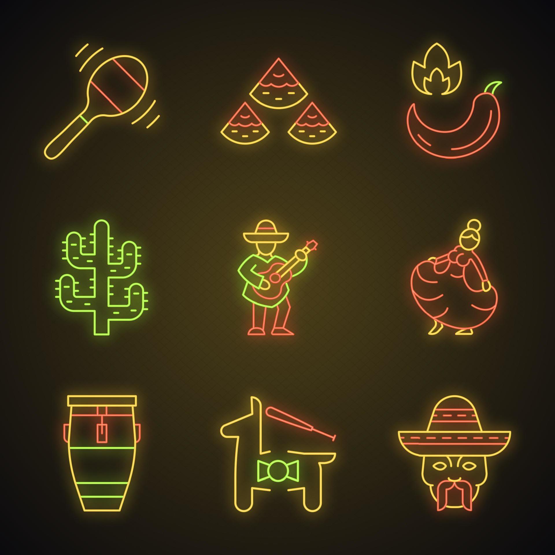 Conjunto De Iconos De Luz De Ne n De La Cultura Mexicana Musica conjunto-de-iconos-de-luz-de-ne-n-de-la-cultura-mexicana-musica