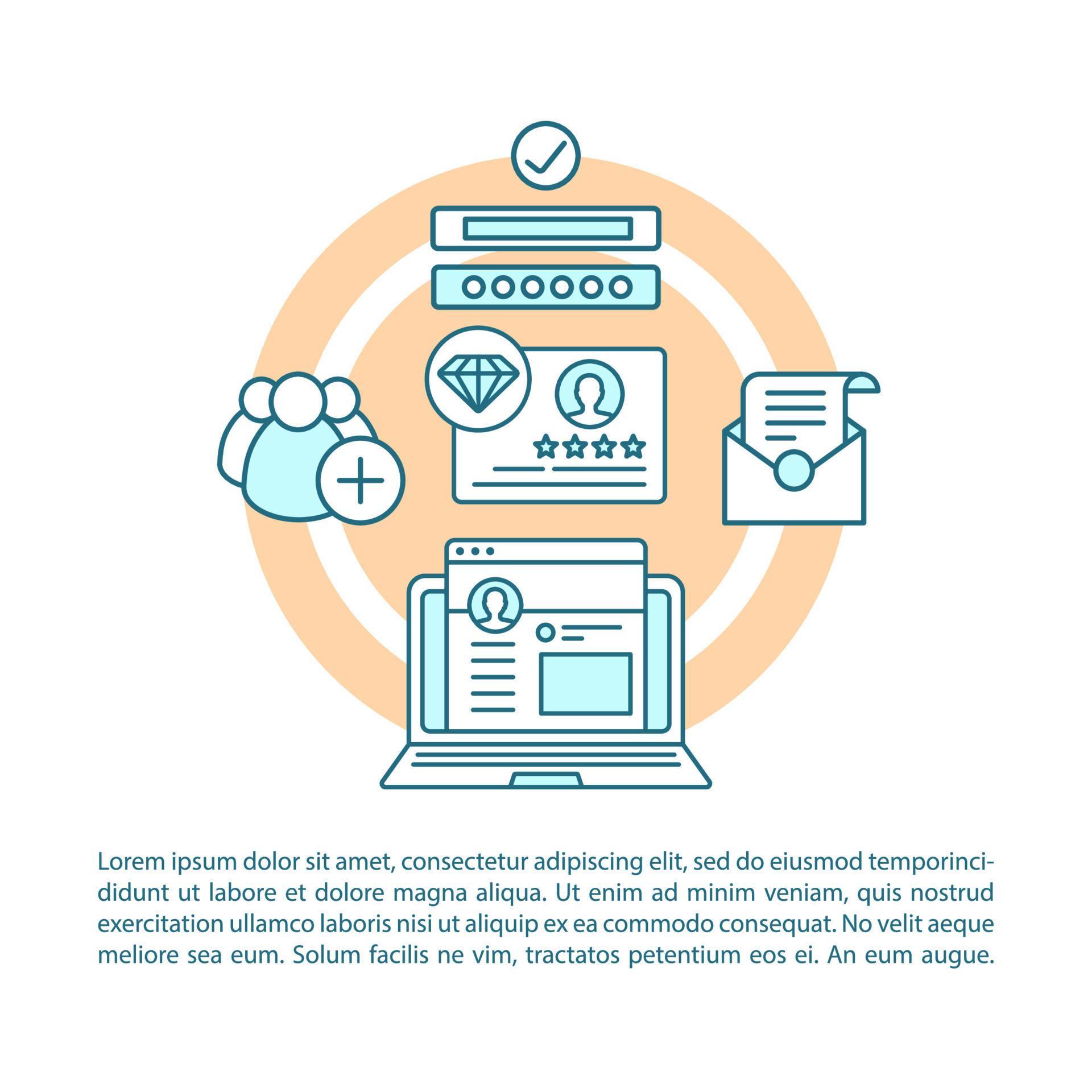 Membership article page vector template. Personal account. Brochure, magazine, booklet design ...