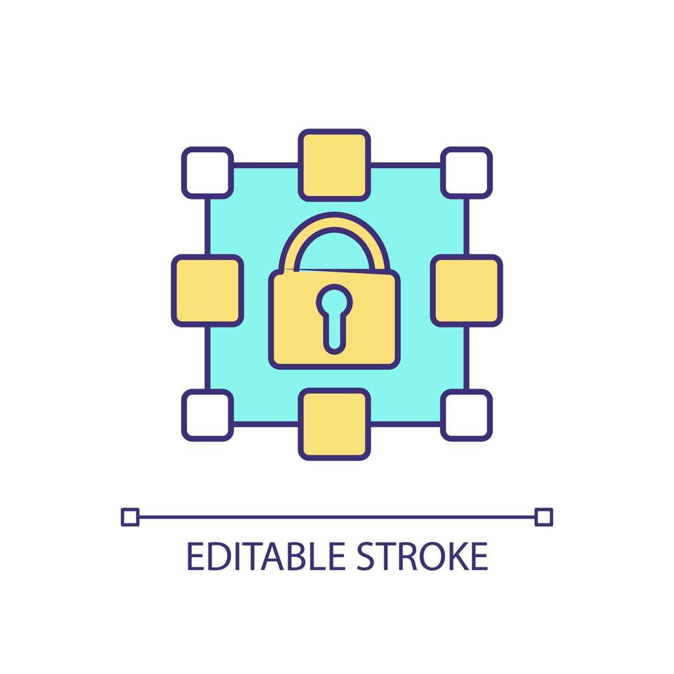 Blockchain Rgb Color Icon Encrypted Data Blocks Storage Recording Information About