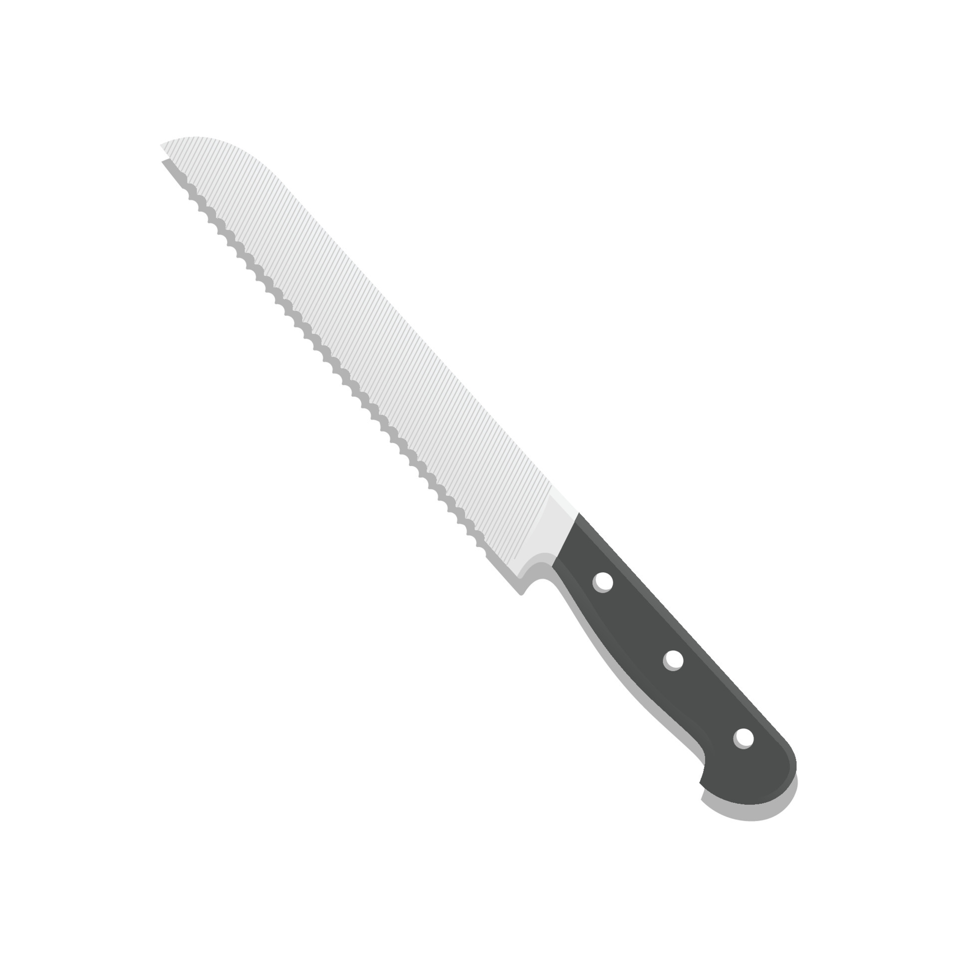 Bread Knife Flat Illustration Clean Icon Element Design With Shadow On Isolated White