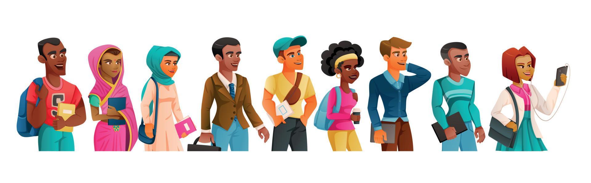 Diversity Characters Queue Composition 5751032 Vector Art at Vecteezy