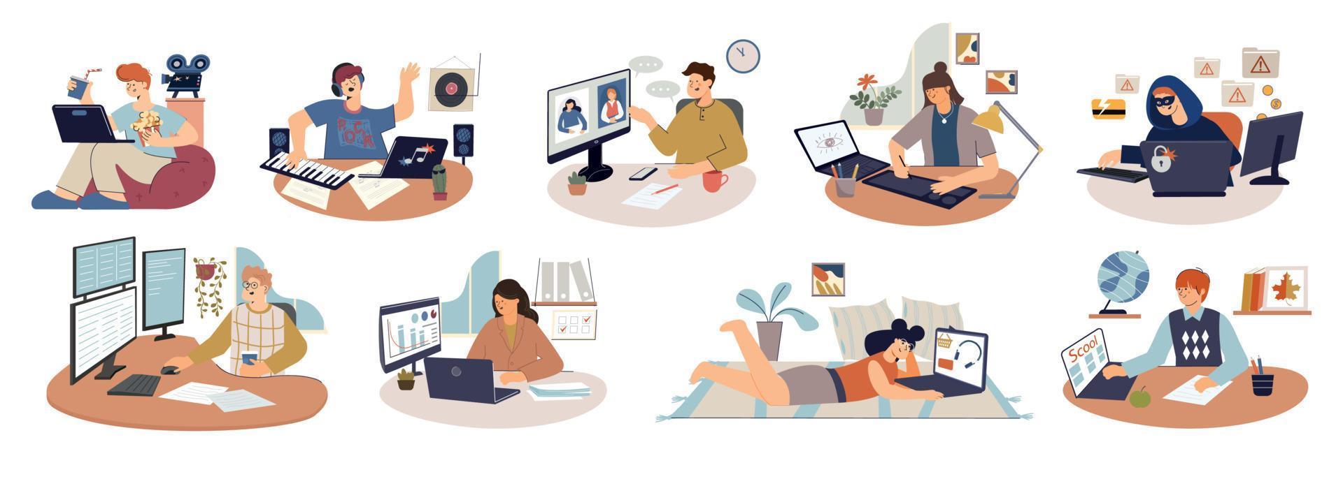 People With Computers Set 5751238 Vector Art at Vecteezy