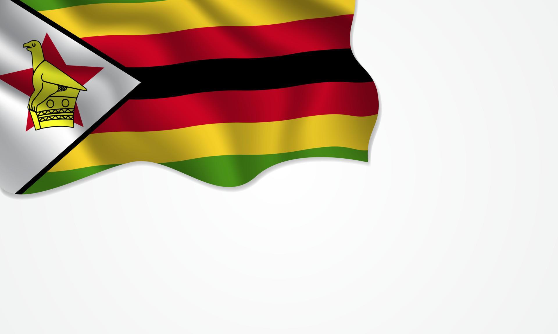 Zimbabwe Flag Waving Illustration With Copy Space On Isolated