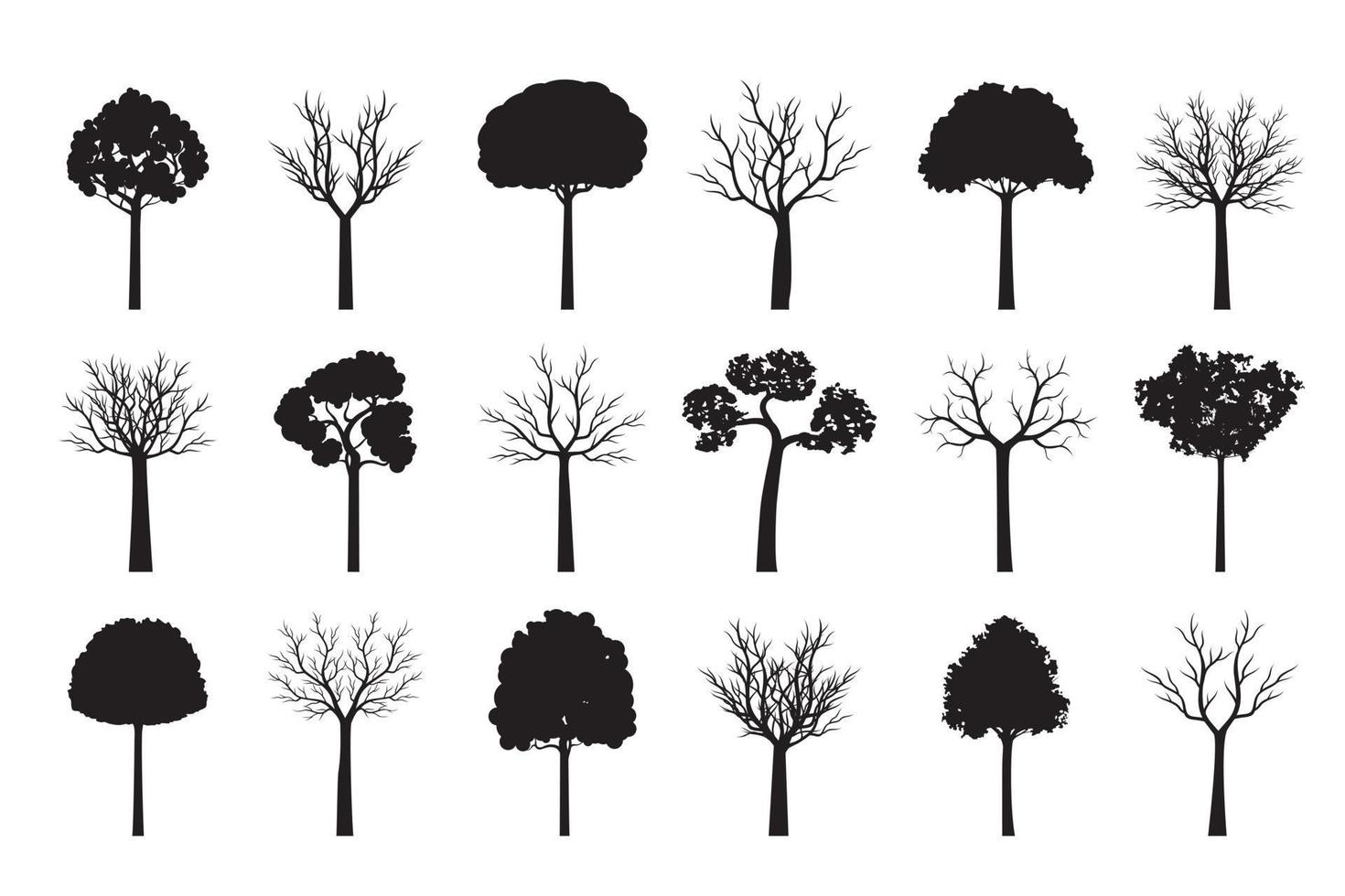 Collection of Realistic Black Trees. Vector Illustration isolated on ...