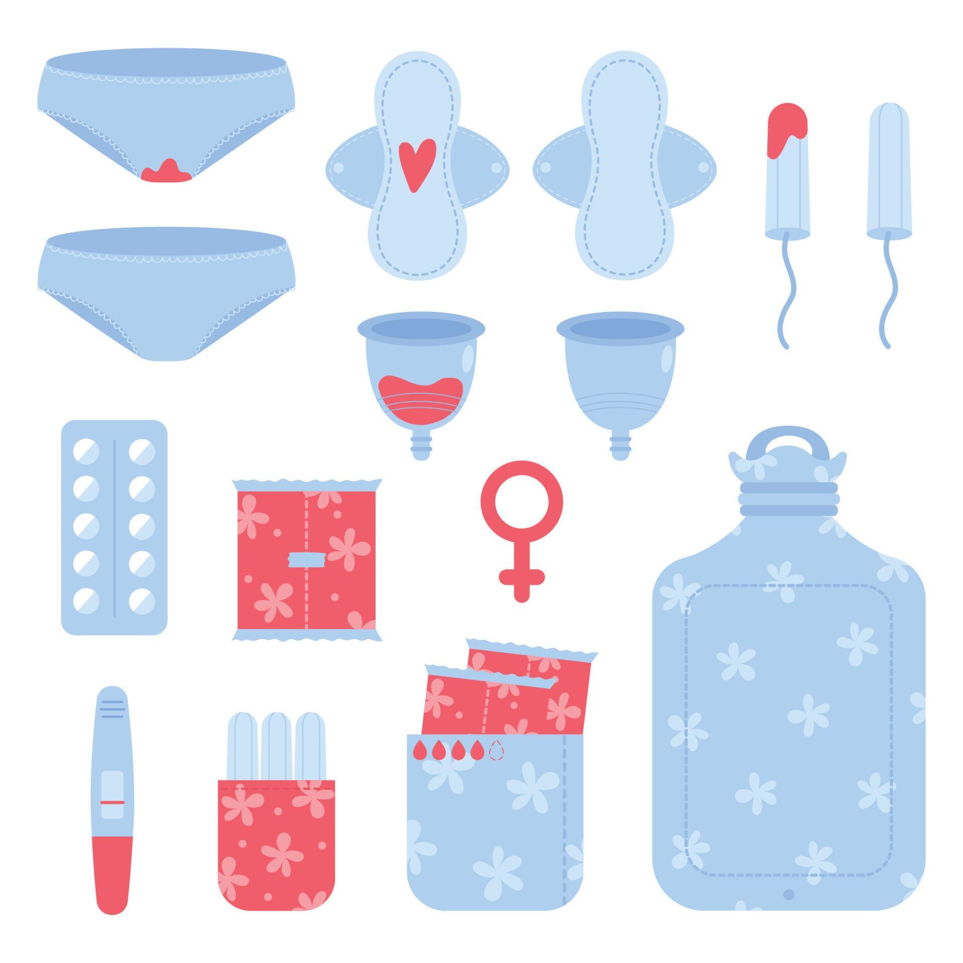 Female Hygiene Product Items Menstrual Period Set Of Menstruation