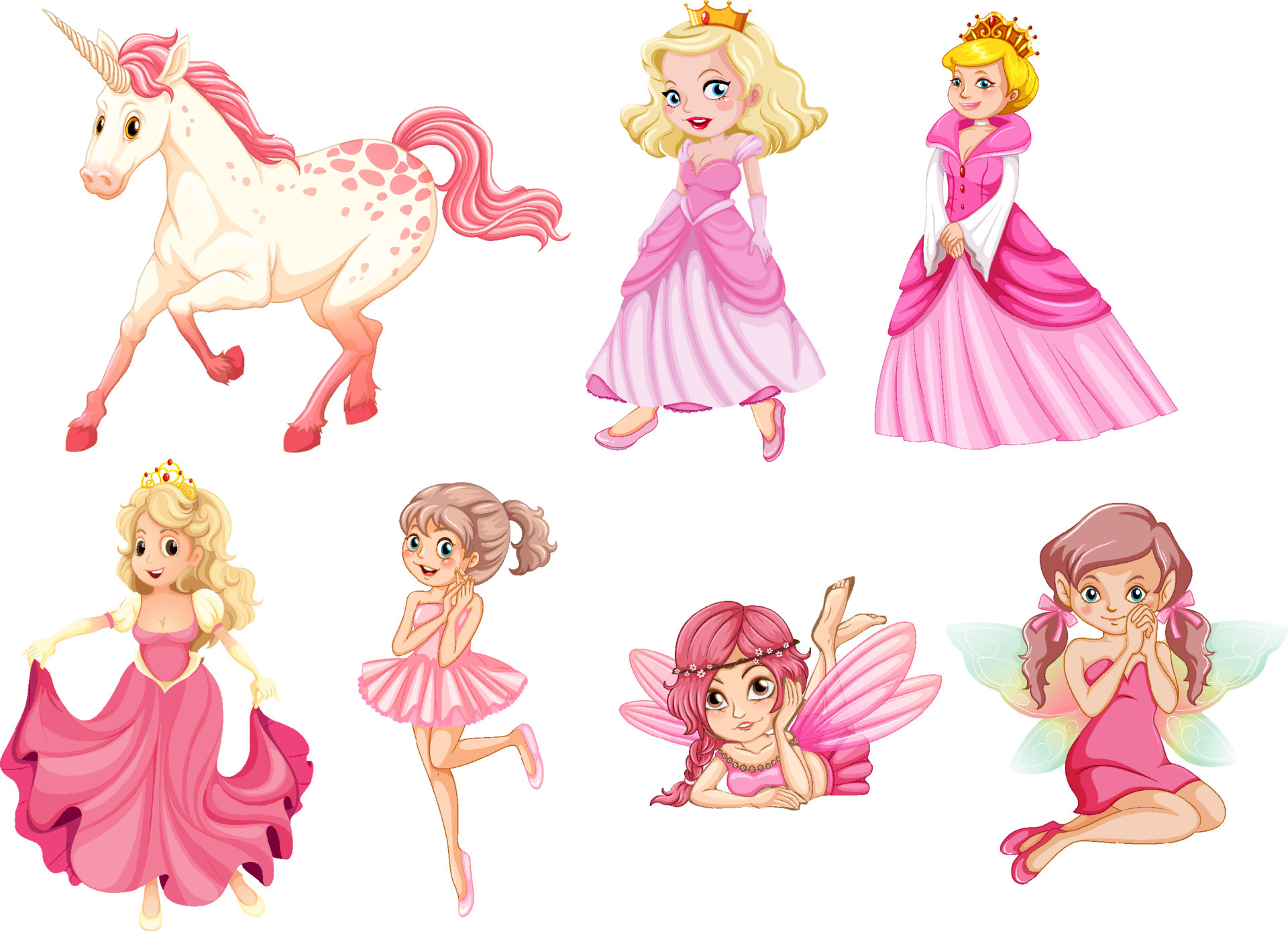 Set of fairy tale cartoon characters 5840267 Vector Art at Vecteezy