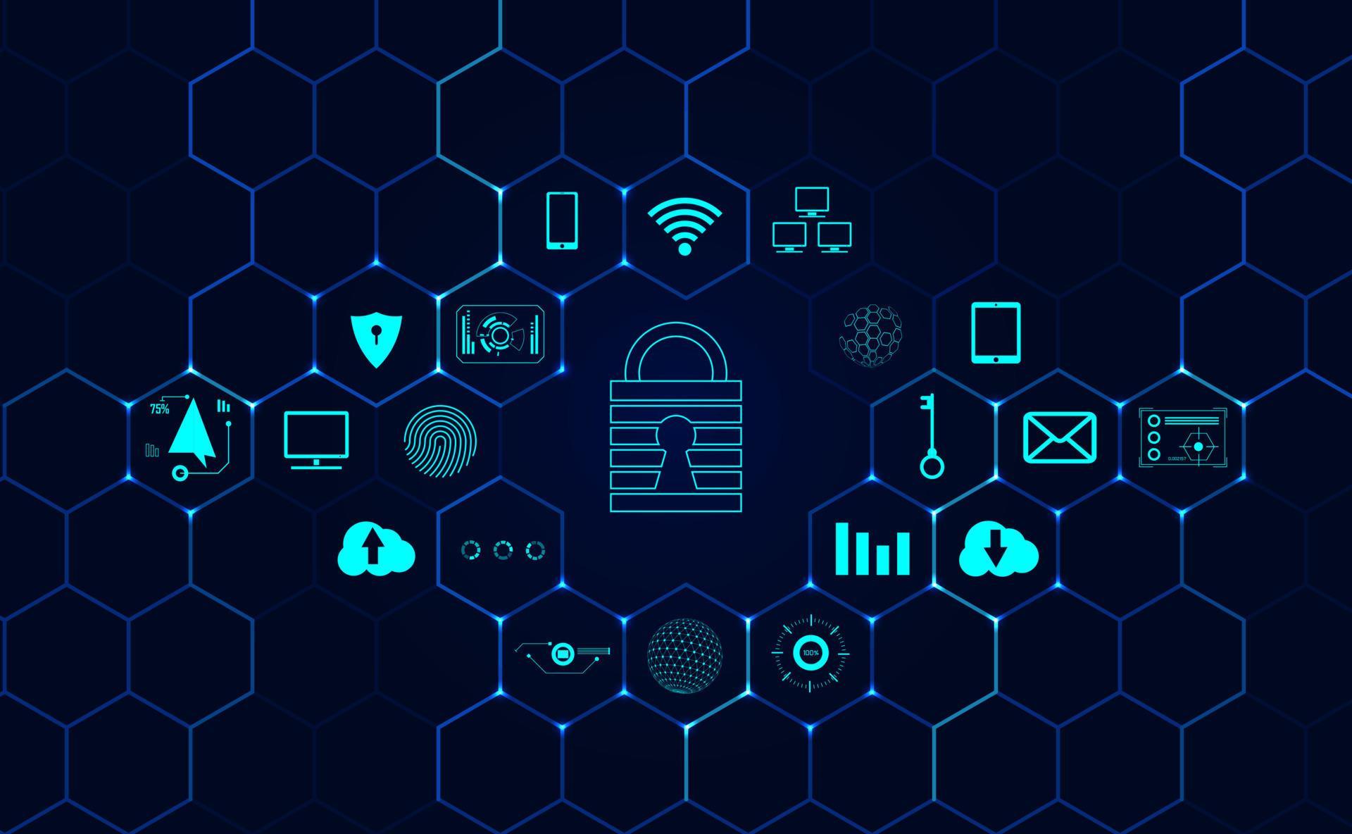 Abstract Cyber Security Privacy Information Network Concept Padlock