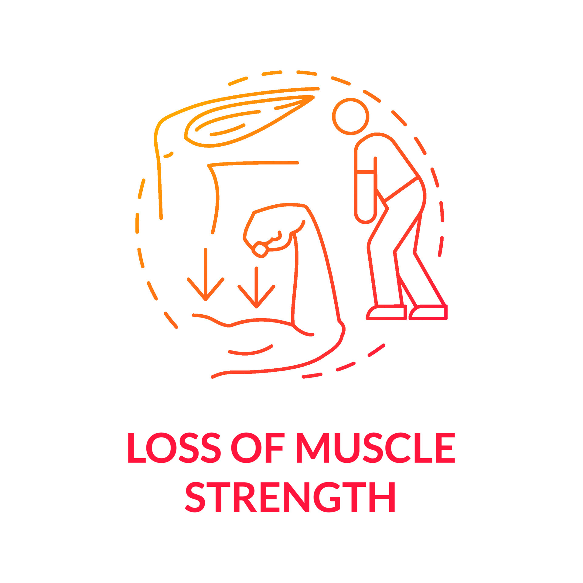 Loss of the muscle strenght gradient red concept icon. Muscular ...