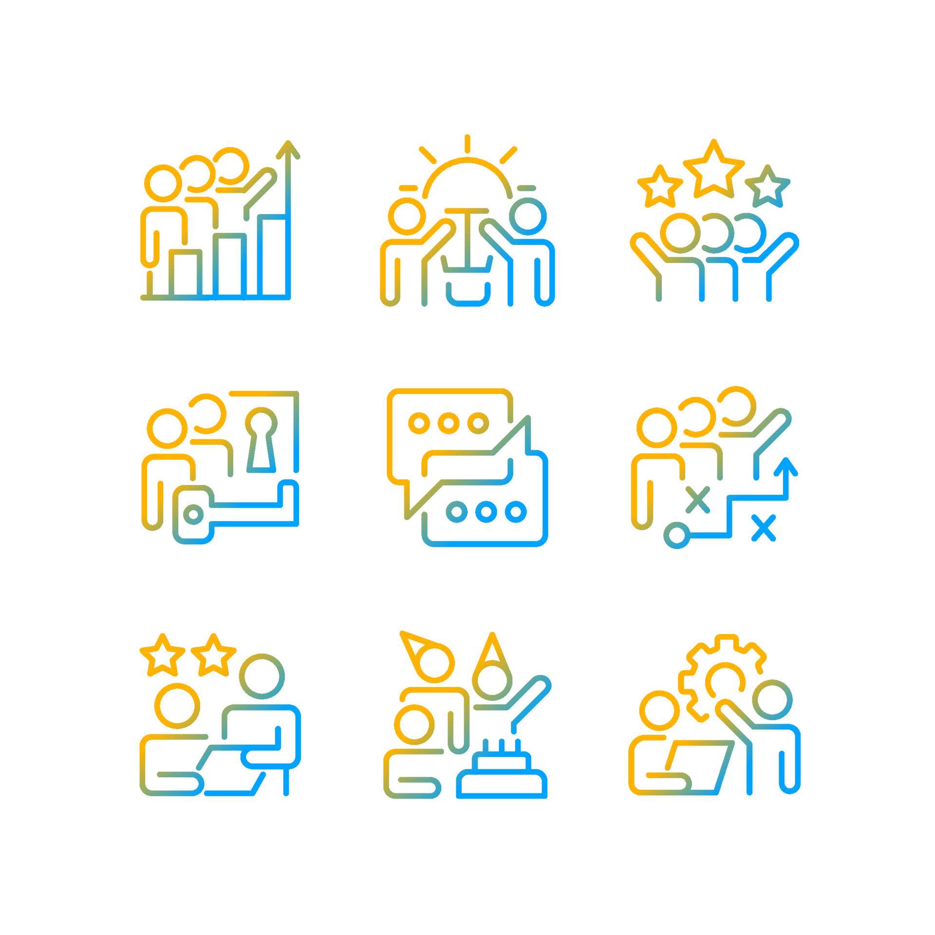 Team Activity Gradient Linear Vector Icons Set Cooperation And