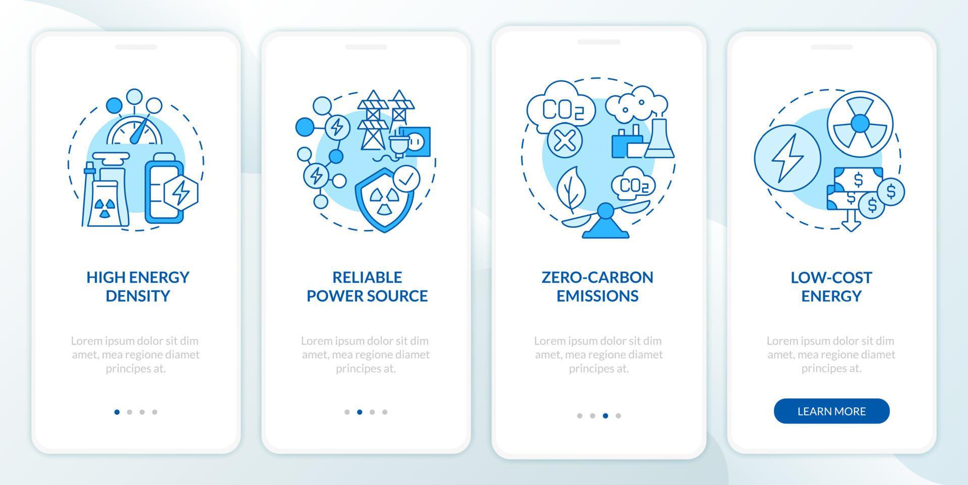 Nuclear Power Pros Onboarding Mobile App Page Screen High Energy Density Walkthrough 4 Steps