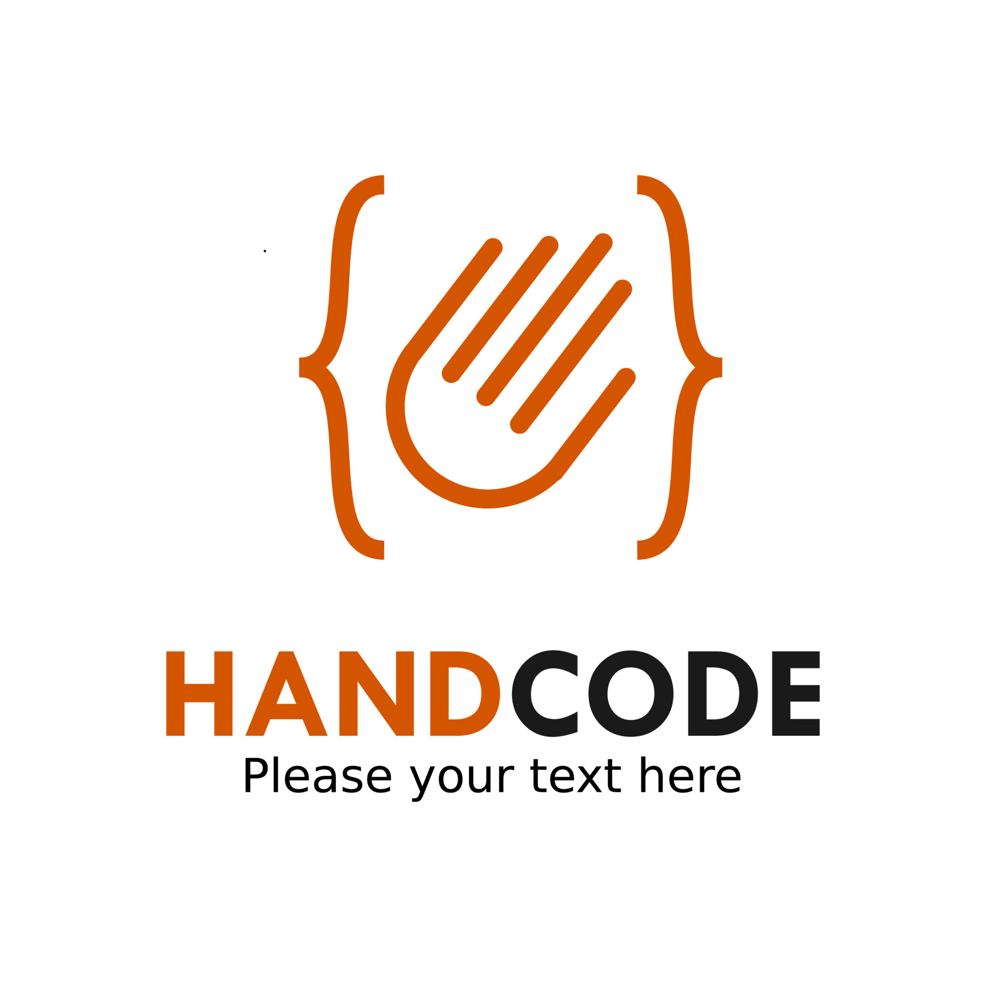 Hand code logo design template illustration. there are hand and symbol ...