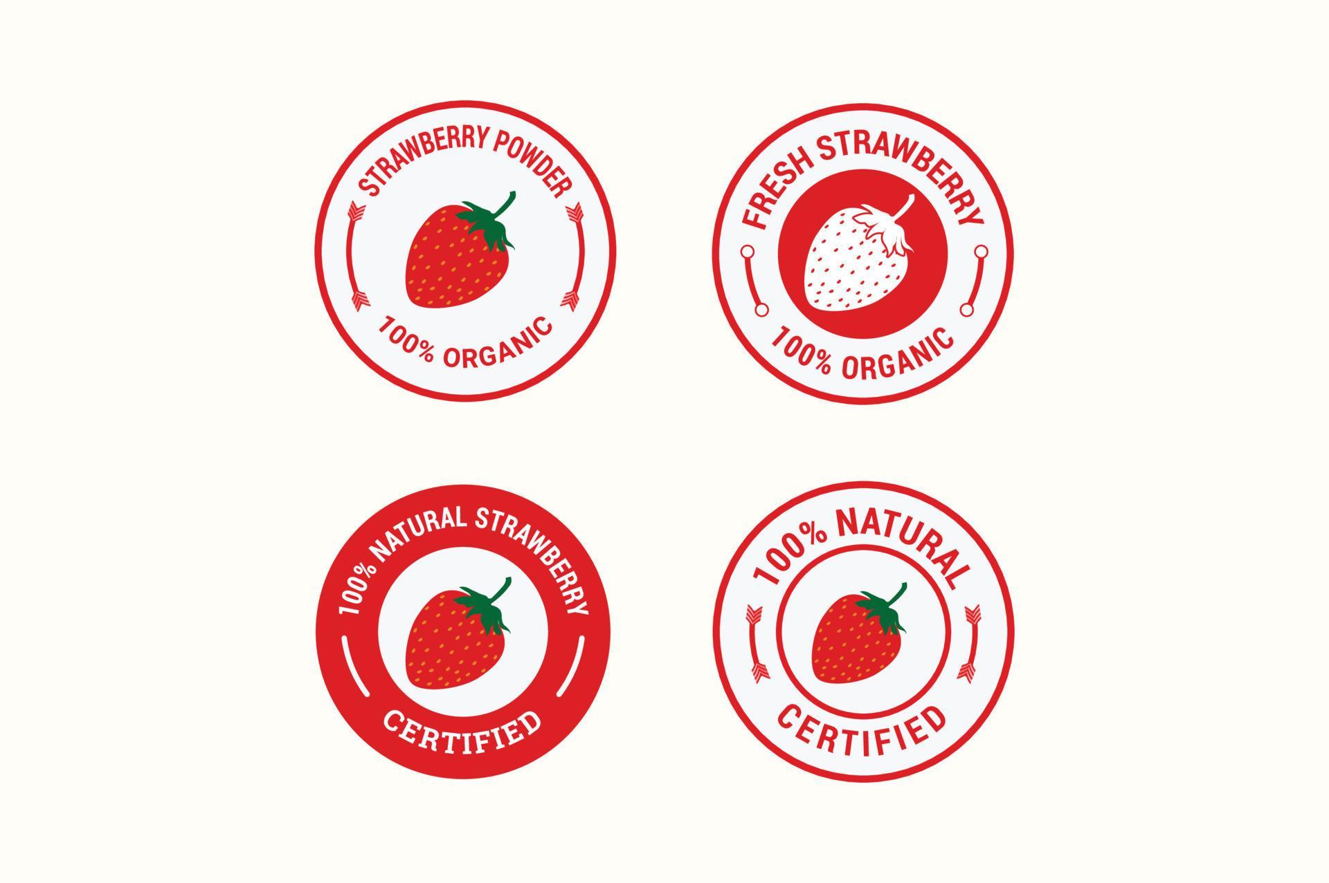 Strawberry labels set with strawberry and strawberry stamp badge label ...
