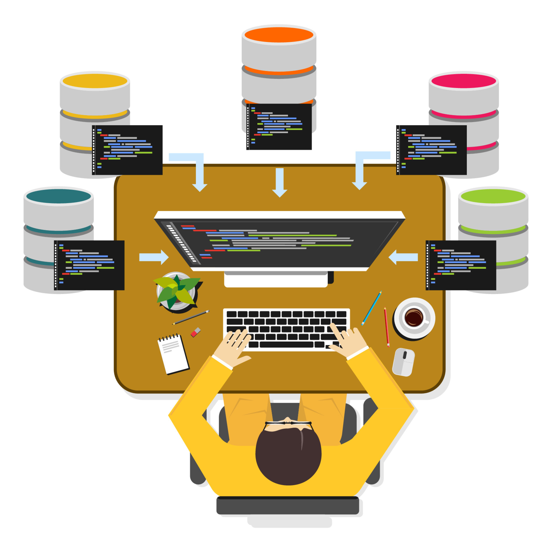 Database programmer or database administrator working concept. 5862159 ...