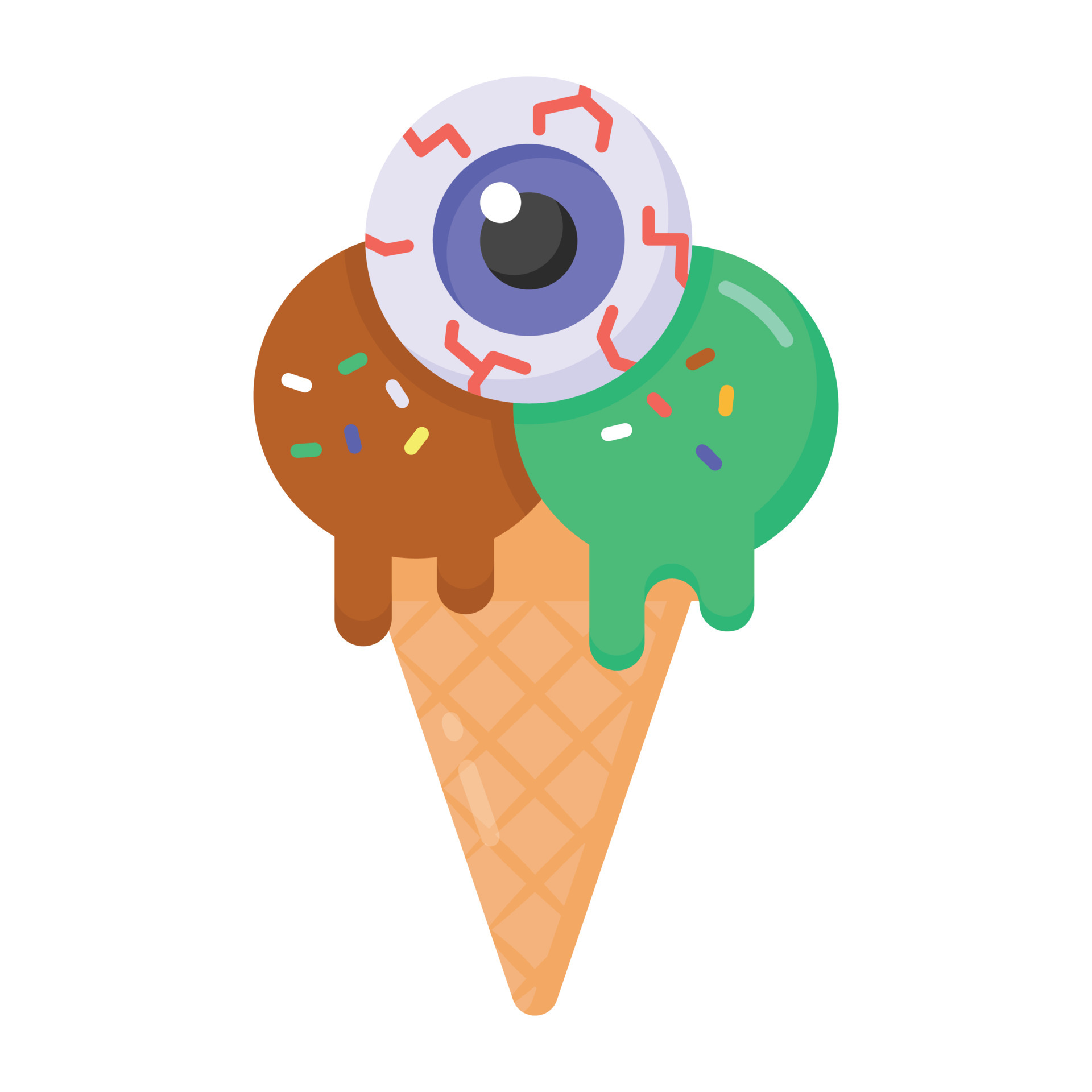 Eyeball on cone, halloween ice cream flat icon 5862342 Vector Art at ...