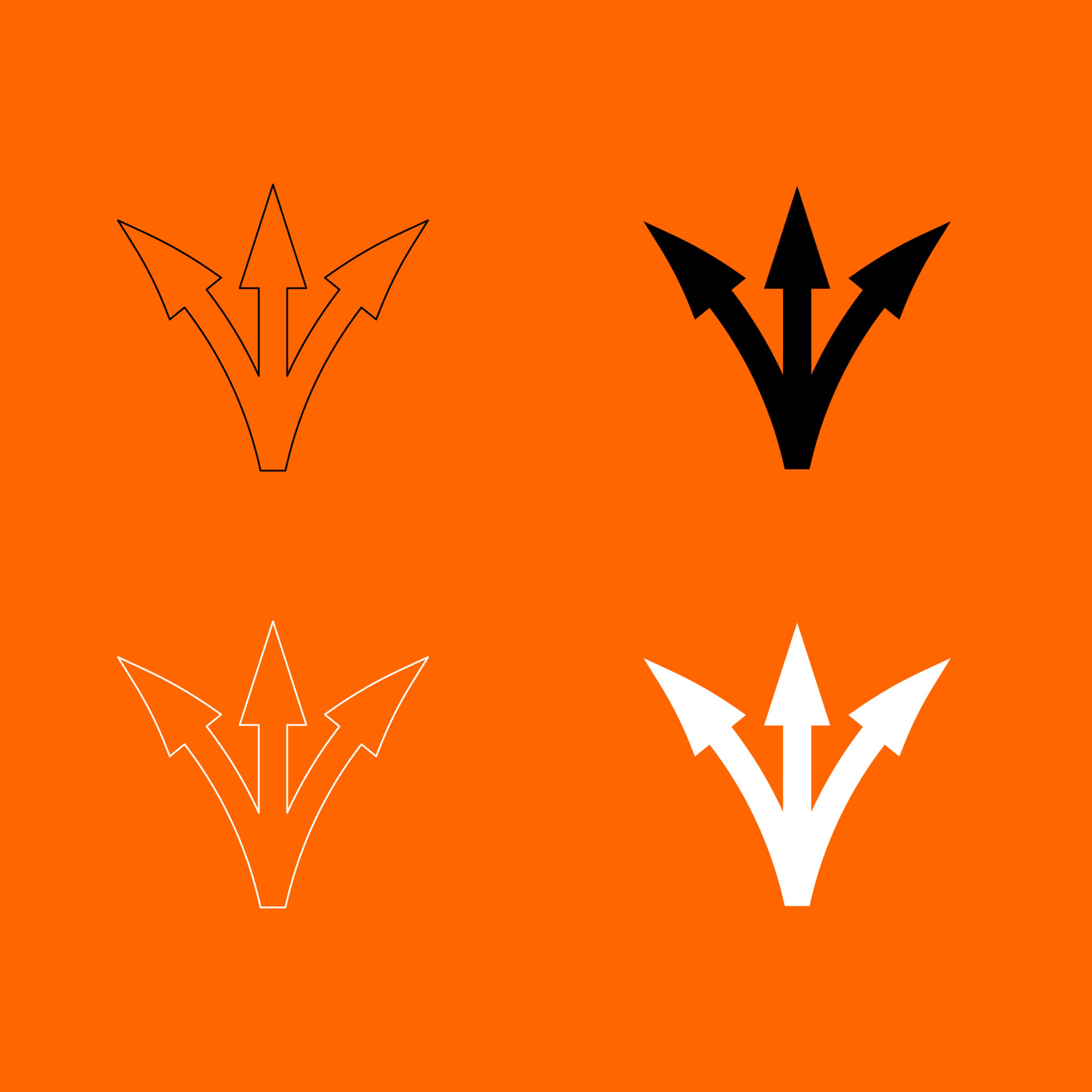 Three Way Direction Arrow Black And White Color Set Icon 5868556