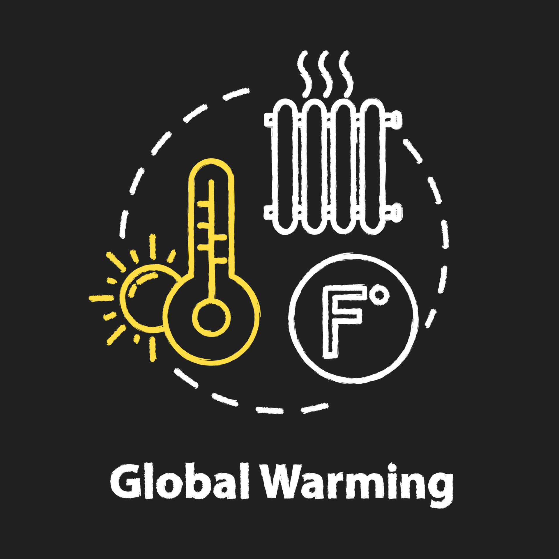 Global Warming Chalk RGB Color Concept Icon Heat Wave High Temperature Industrial Damage global-warming-chalk-rgb-color-concept-icon-heat-wave-high-temperature-industrial-damage
