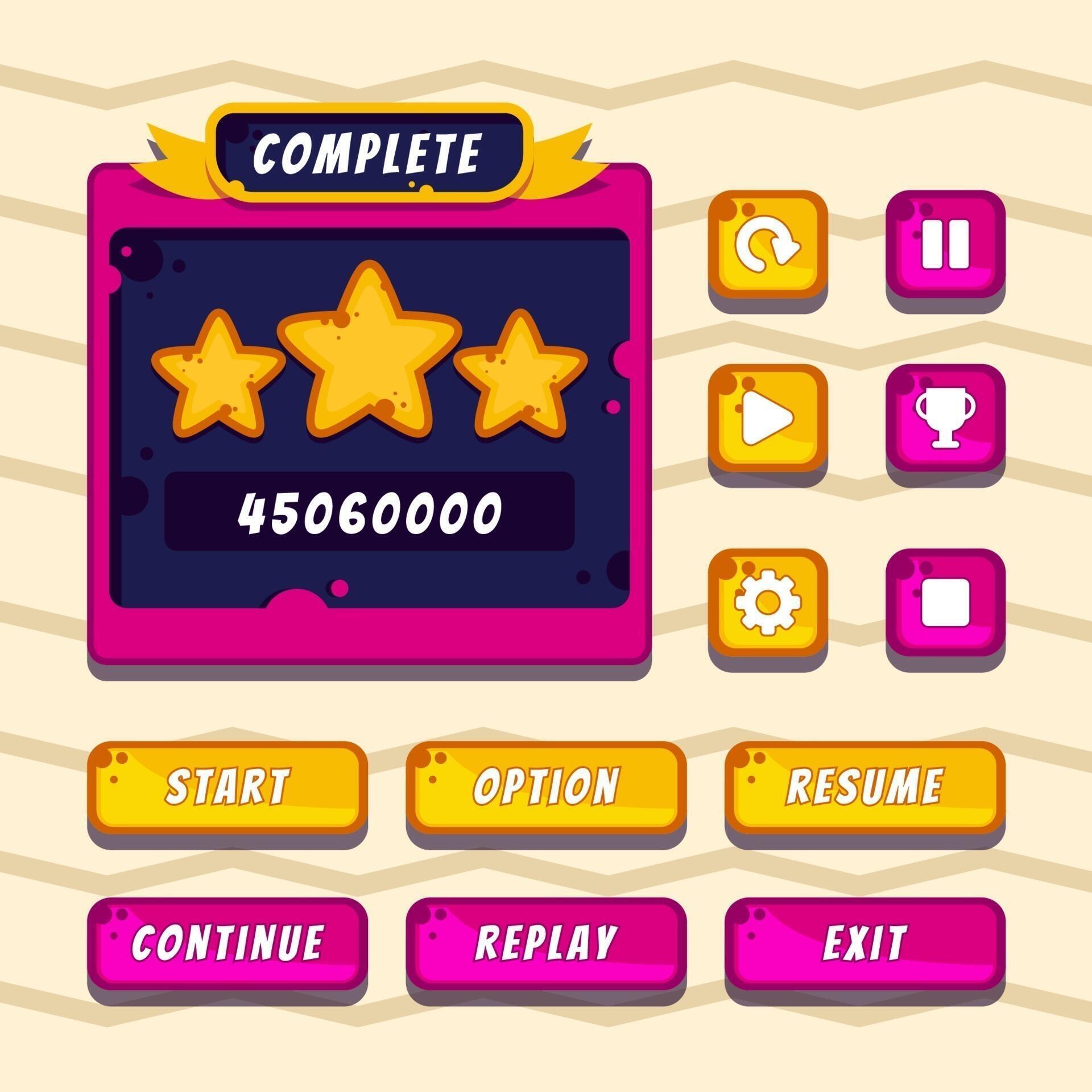 Button set designed game user interface GUI for video games, computers. 5870404 Vector Art at ...