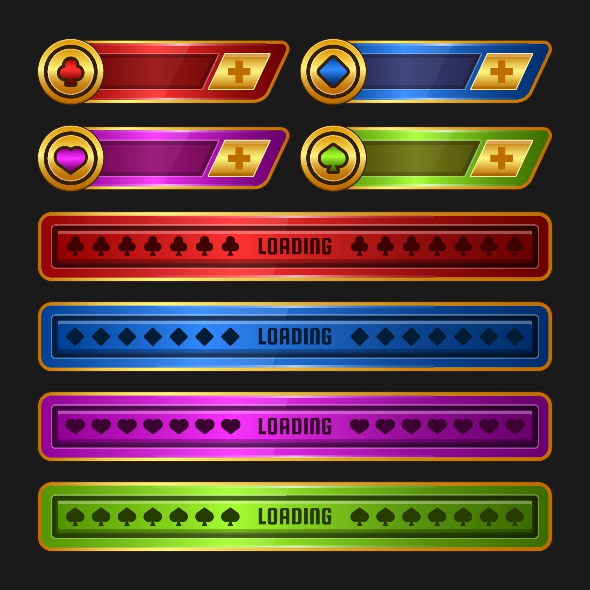 Button Set Designed Game User Interface Gui For Video Games Computers