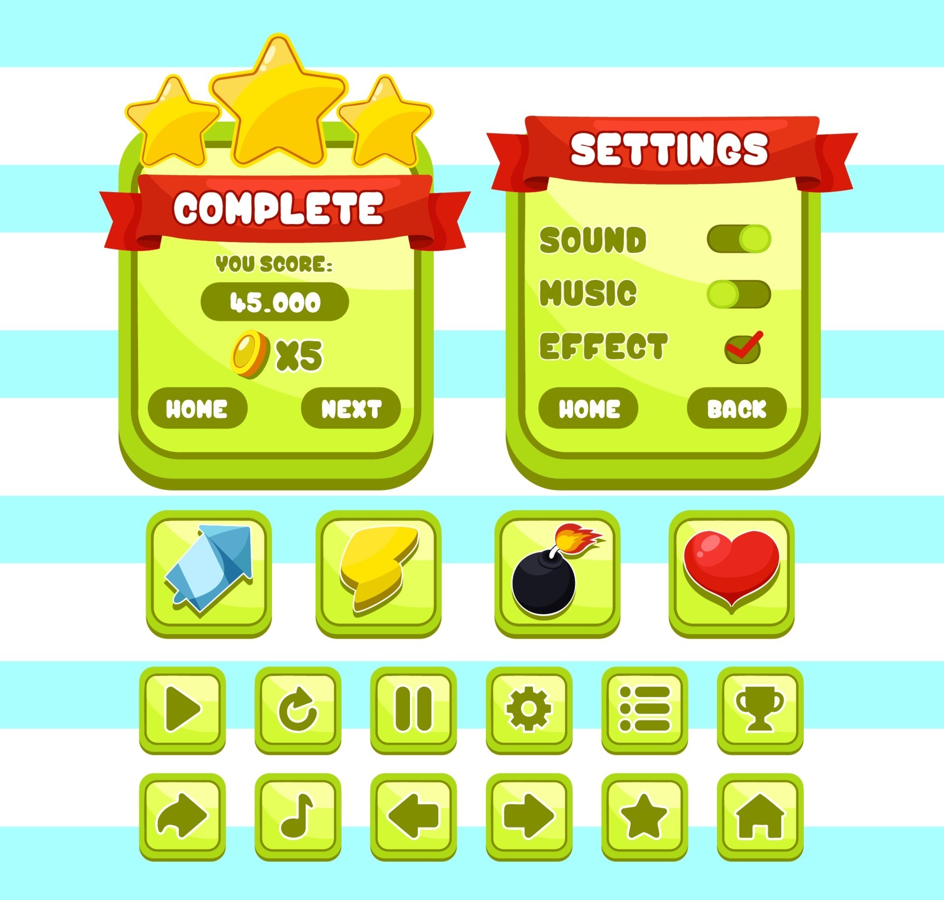 Button Set Designed Game User Interface Gui For Video Games Computers 5870407 Vector Art At
