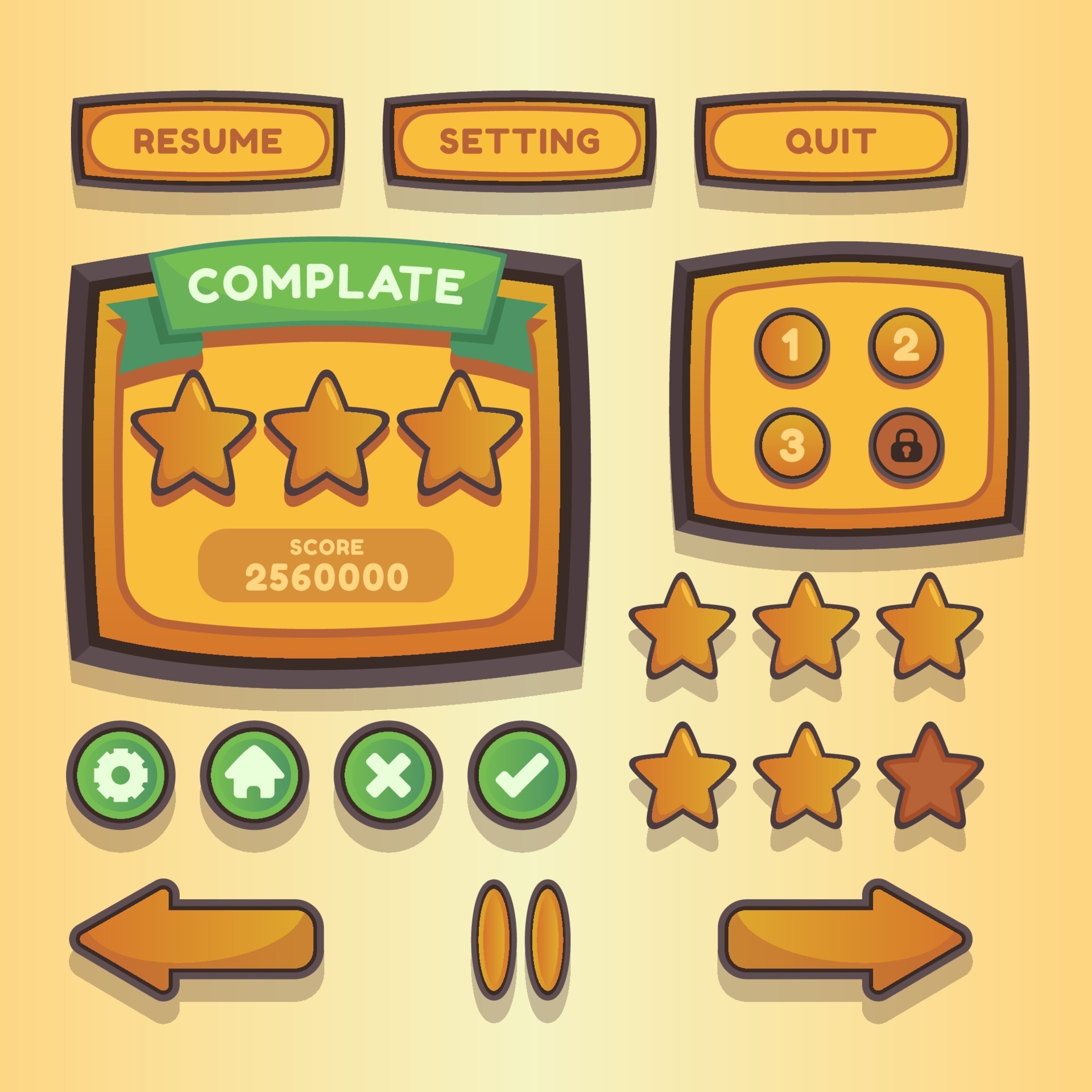 Button Set Designed Game User Interface Gui For Video Games Computers 5870411 Vector Art At