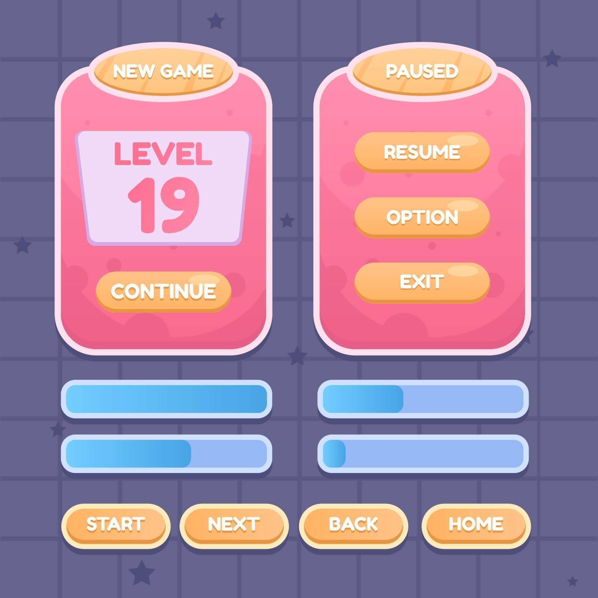 Button set designed game user interface GUI for video games, computers. 5870412 Vector Art at ...