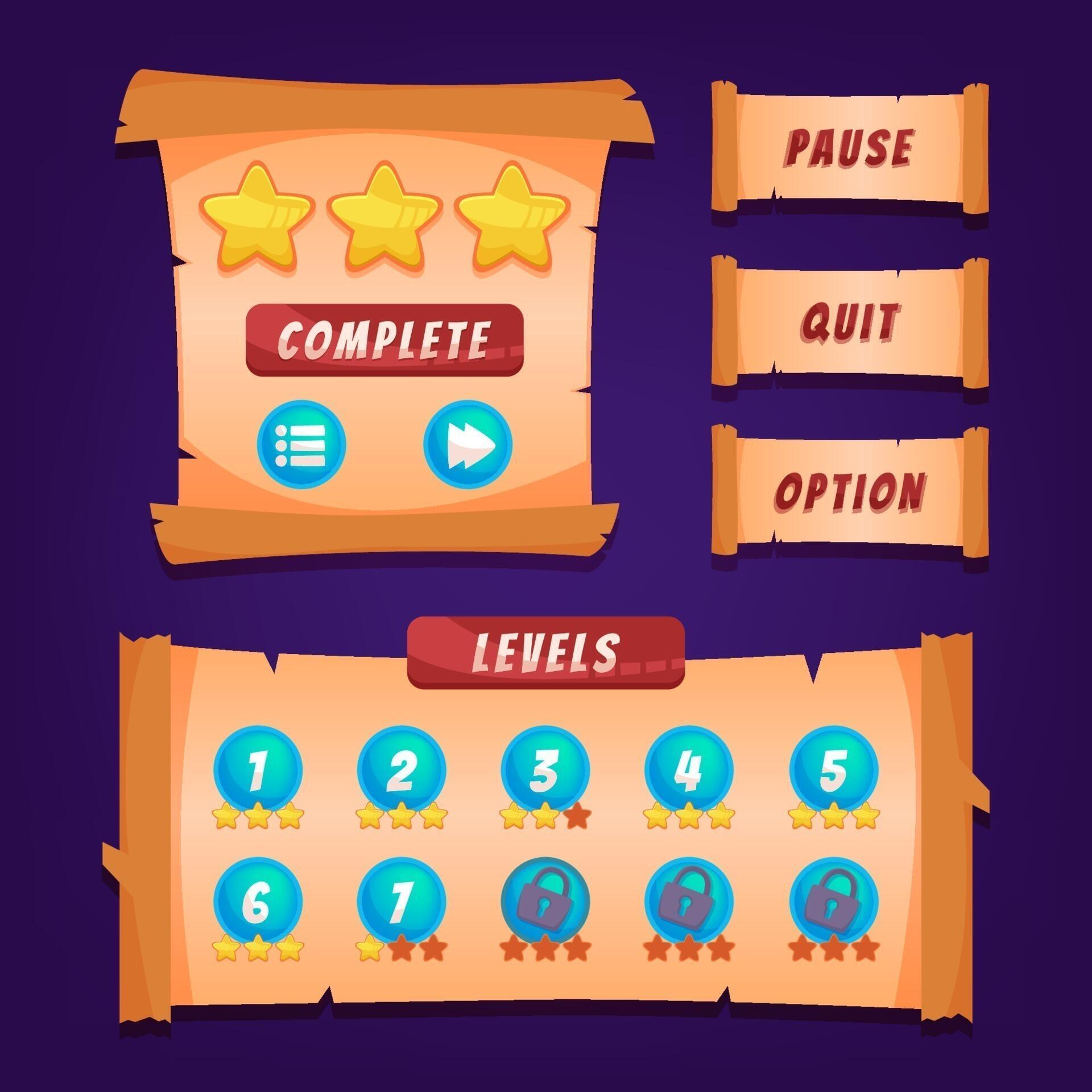 Button Set Designed Game User Interface Gui For Video Games Computers 5870413 Vector Art At
