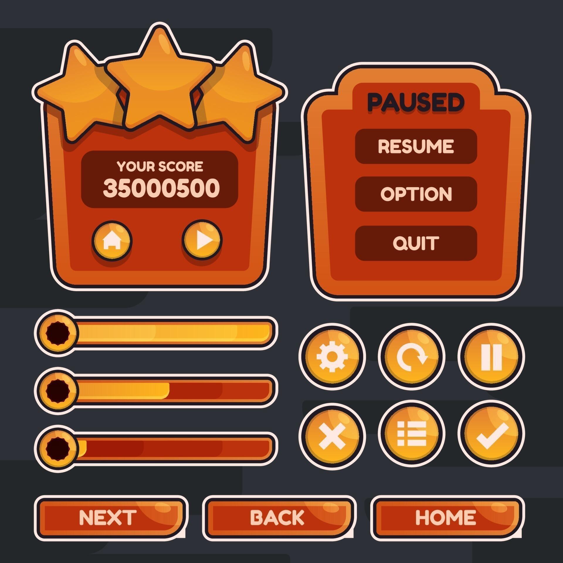 Button set designed game user interface GUI for video games, computers. 5870414 Vector Art at ...