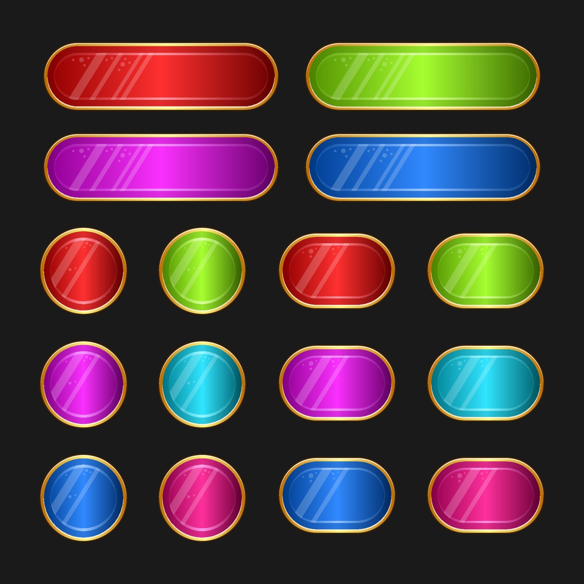 Button Set Designed Game User Interface Gui For Video Games Computers 5870416 Vector Art At