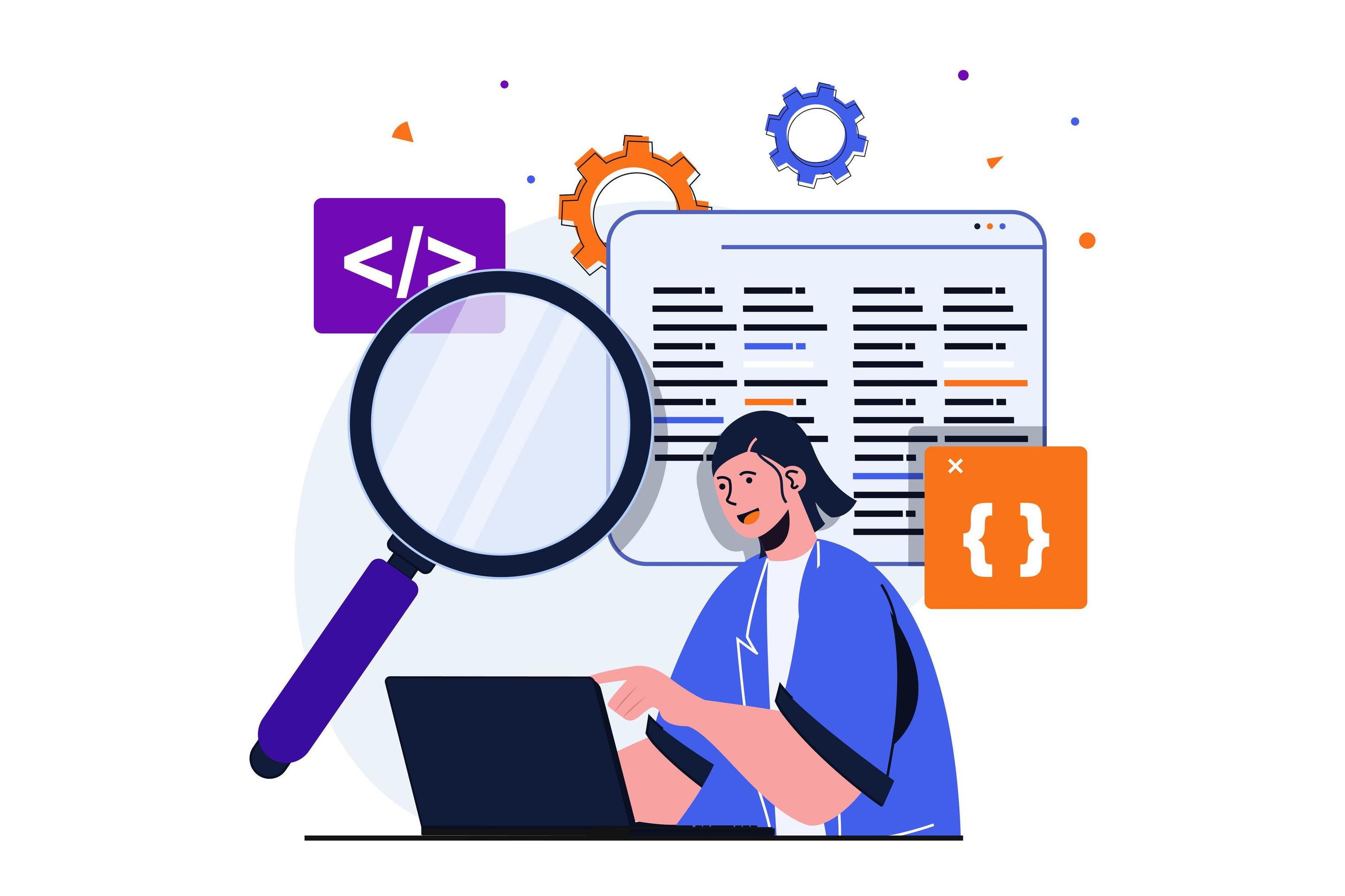 App development modern flat concept for web banner design. Female ...