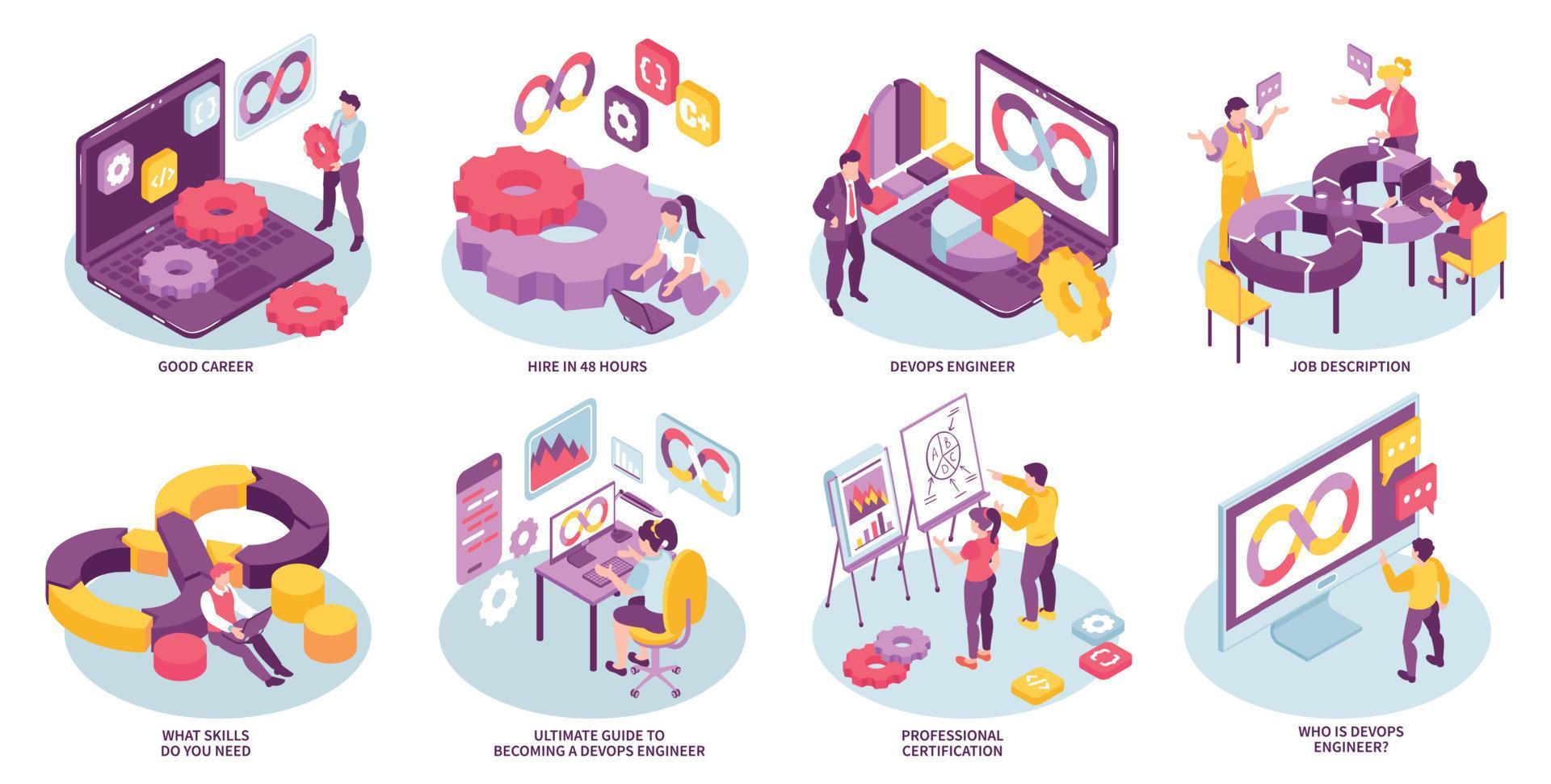 Devops Isometric Compositions 5881314 Vector Art at Vecteezy