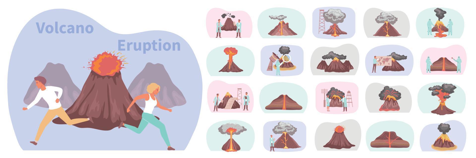 Volcanic Eruption Compositions Set 5881351 Vector Art at Vecteezy
