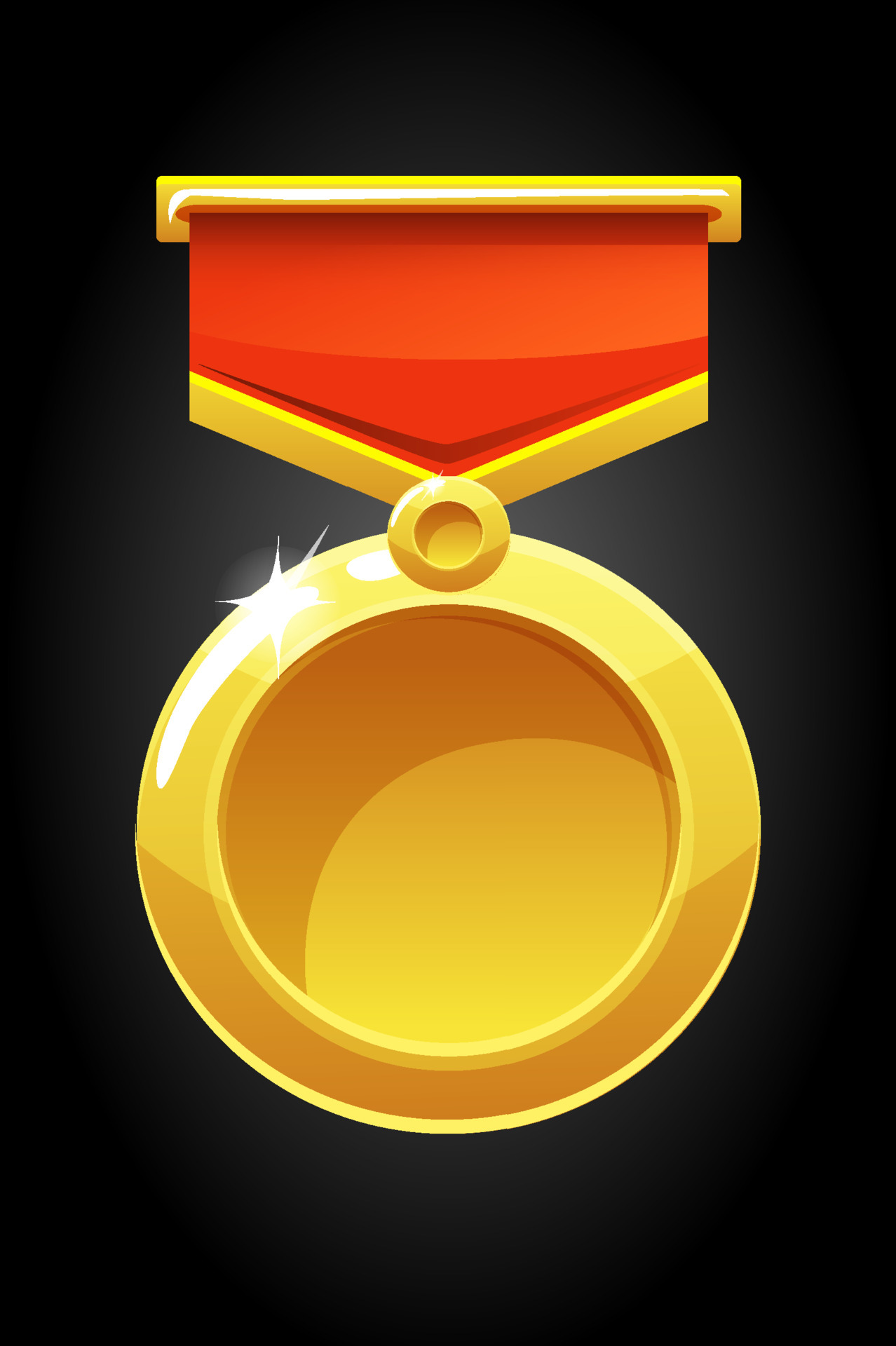 Vector Round Gold Medal For The Game Blank Medal Template On Ribbon Vector Round Gold Medal For The Game Blank Medal Template On Ribbon
