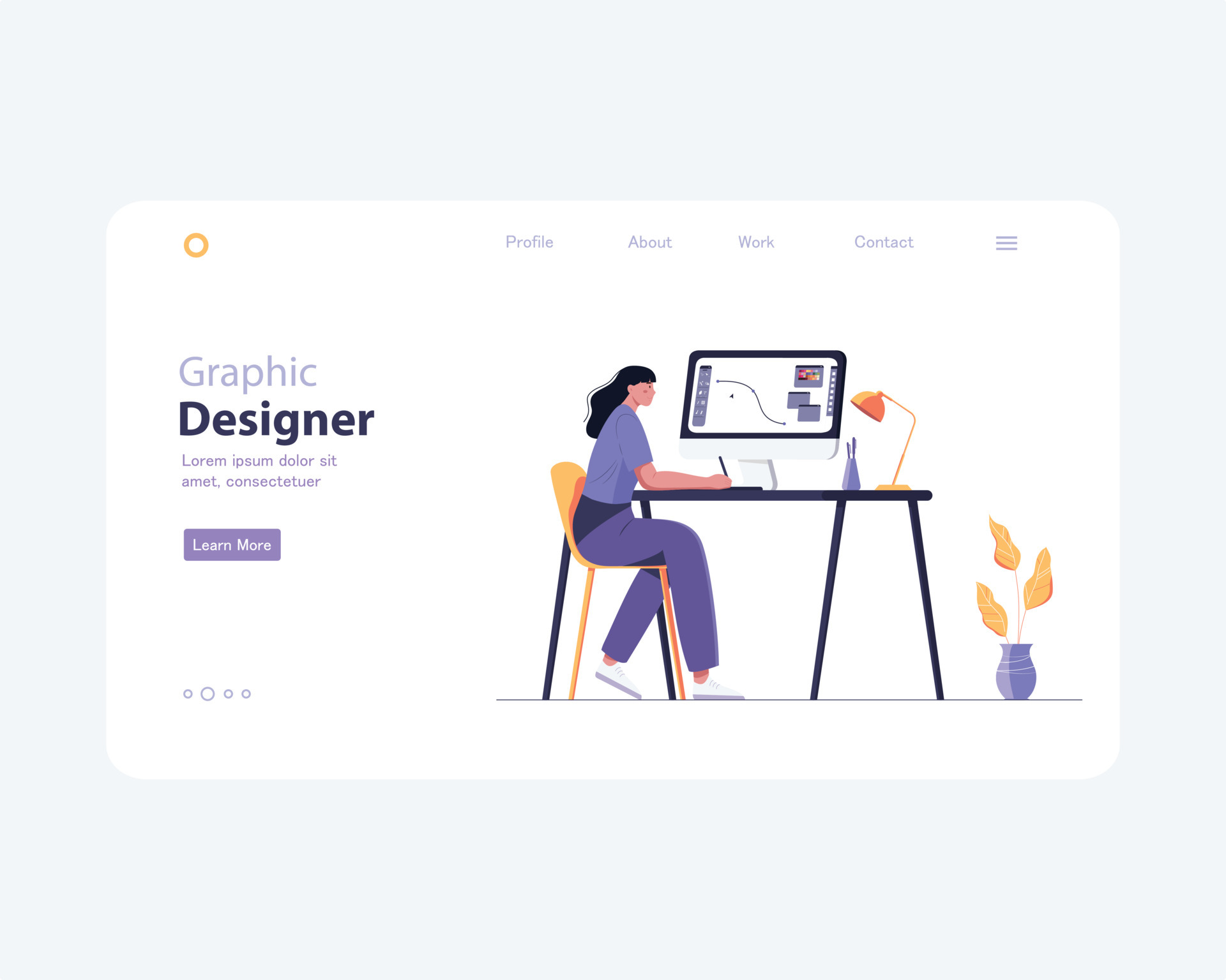 Landing page template of Graphic Designer Concept. Modern flat design ...