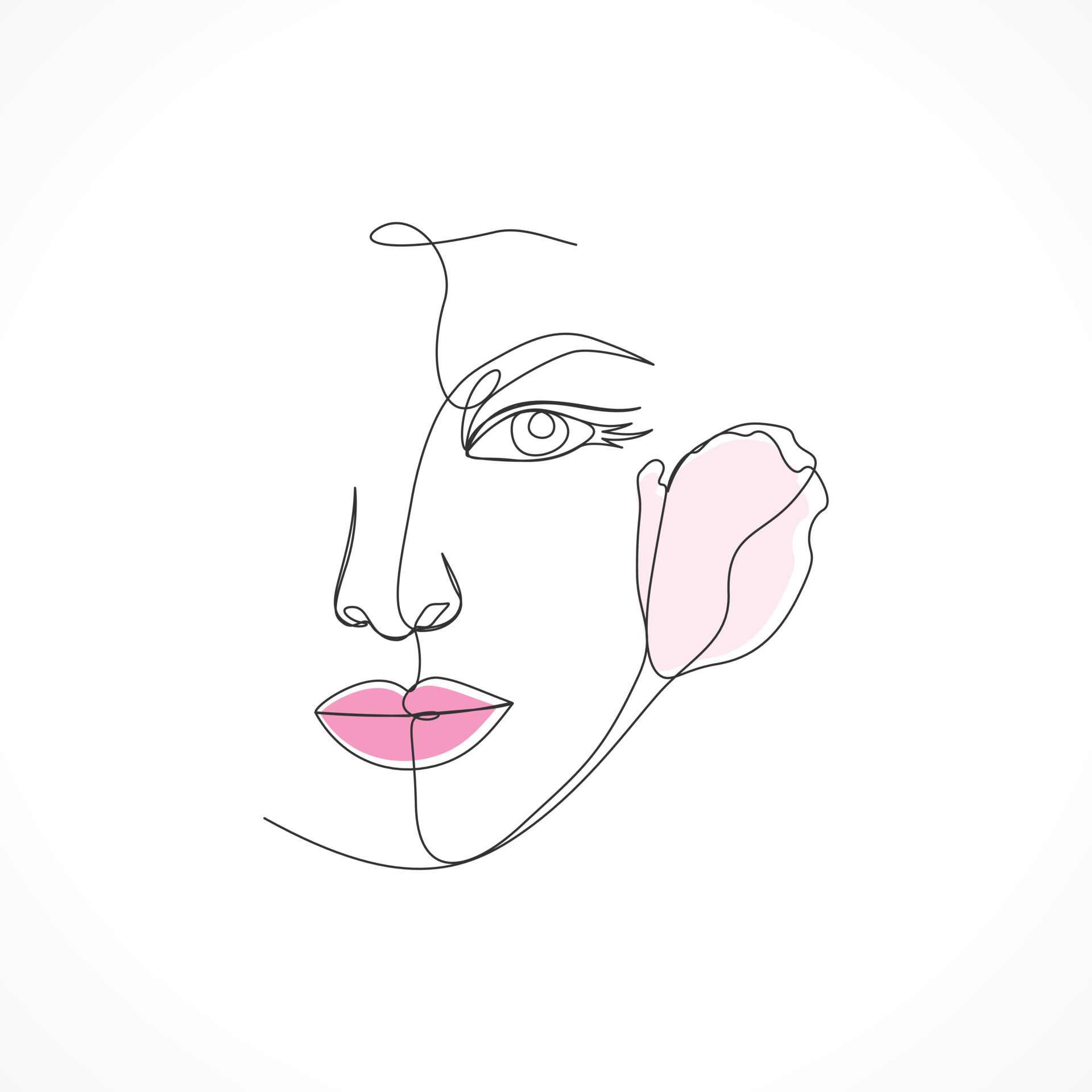Woman Face Line Art Woman Minimalist Lady Face Outline Fashion