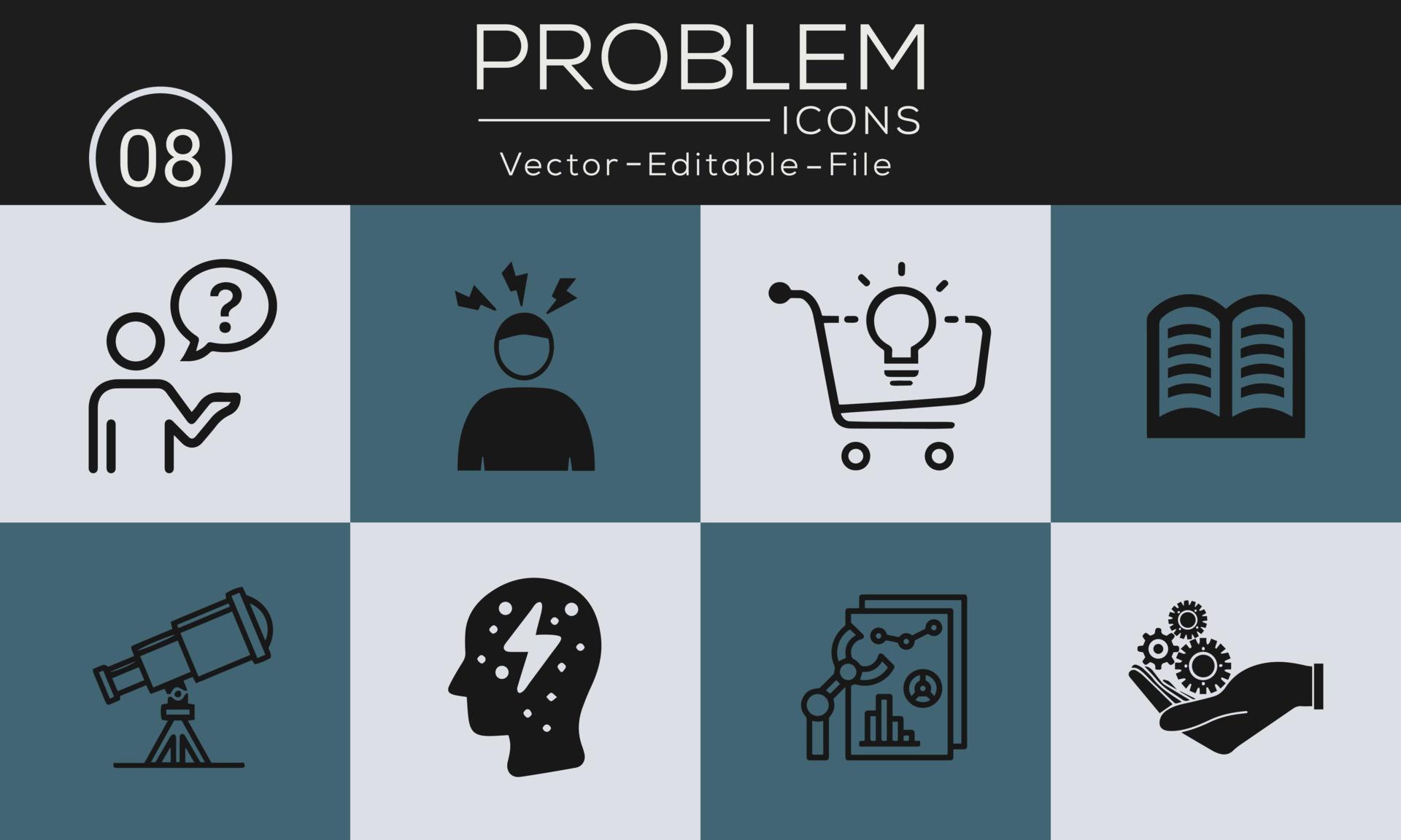 Problem concept icons set. Contains such icons problem solving ...