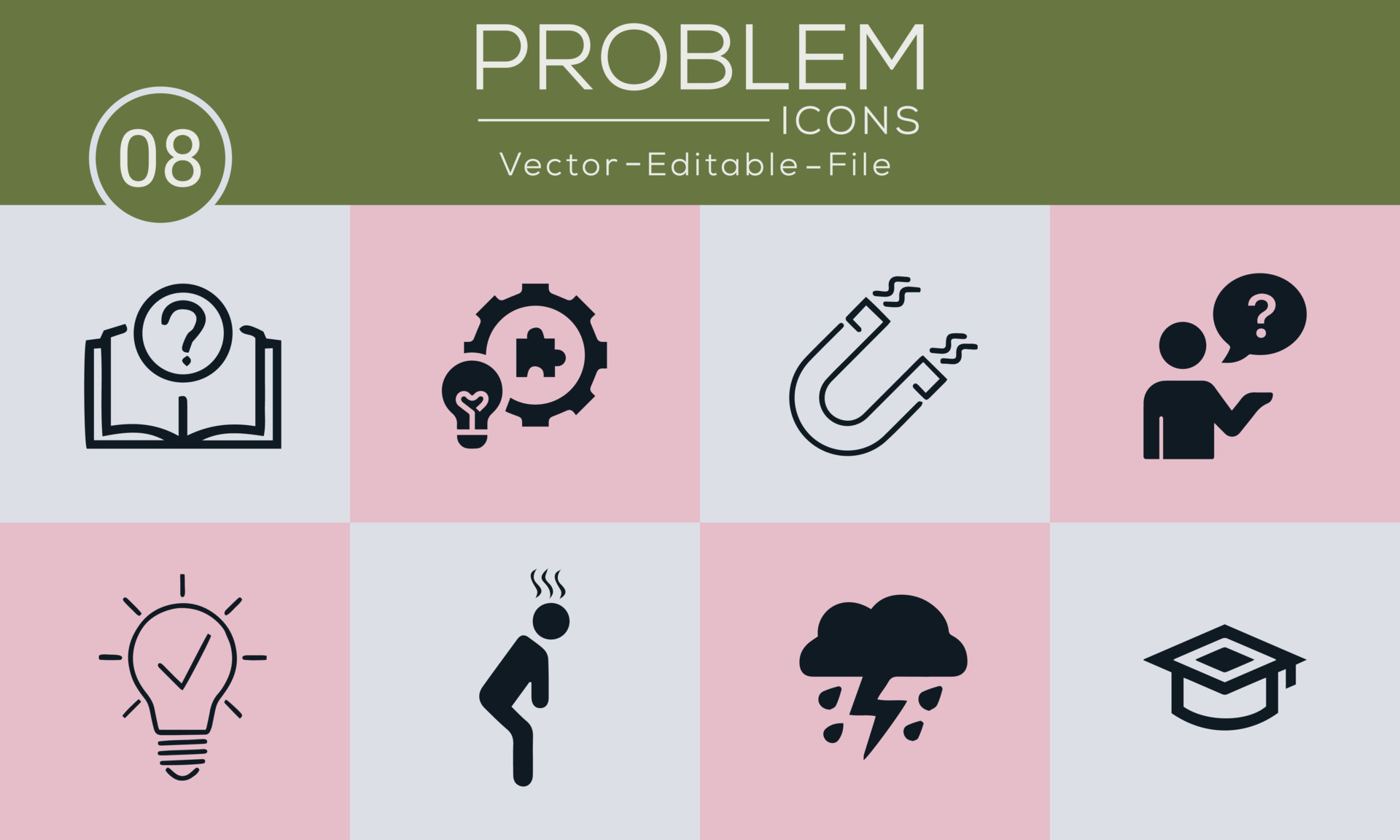 Problem Concept Icons Set Contains Such Icons Problem Solving