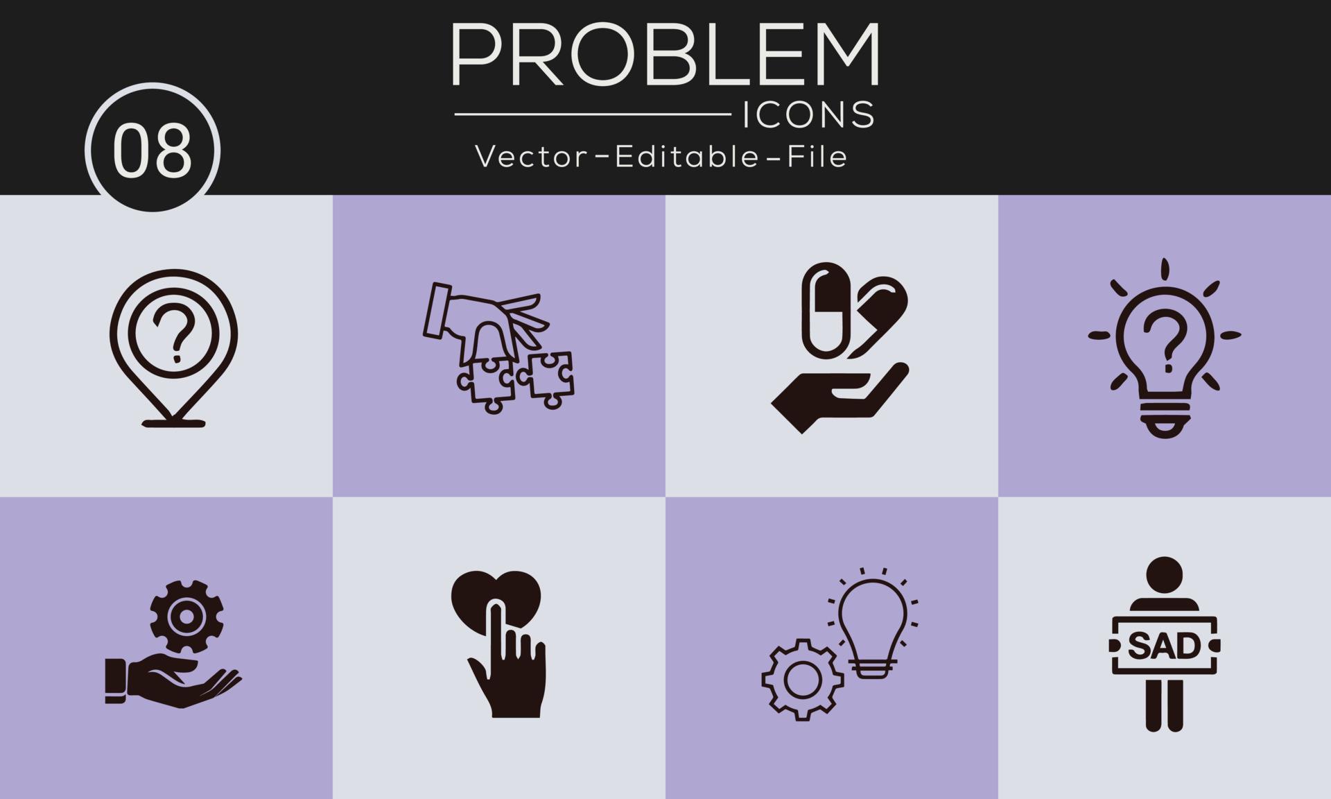 Problem concept icons set. Contains such icons problem solving ...