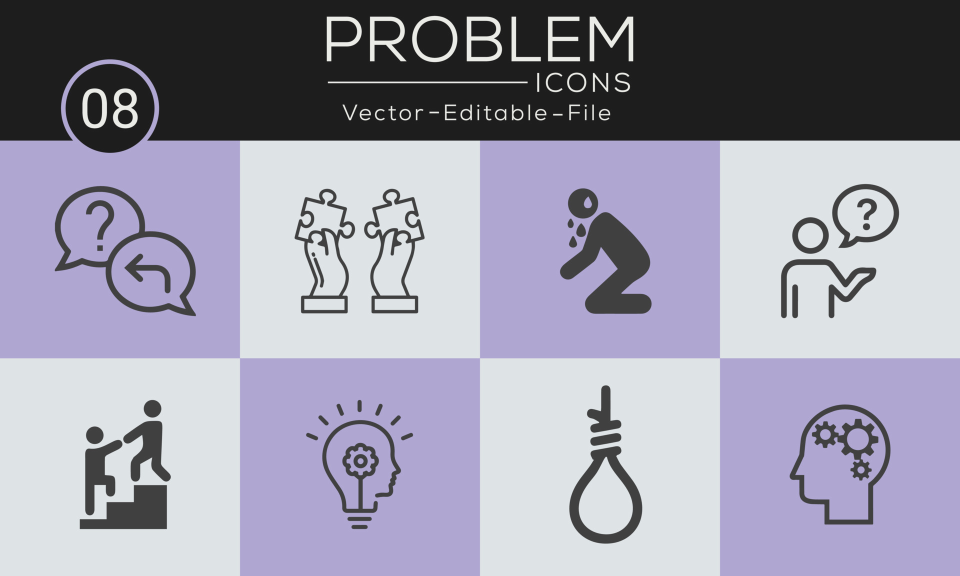 Problem Concept Icons Set Contains Such Icons Problem Solving
