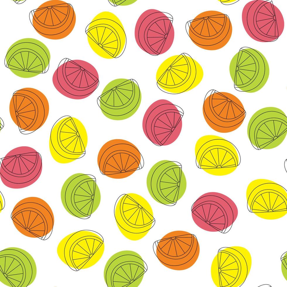 Seamless pattern of citrus slices. Fruit background. 5899123 Vector Art ...
