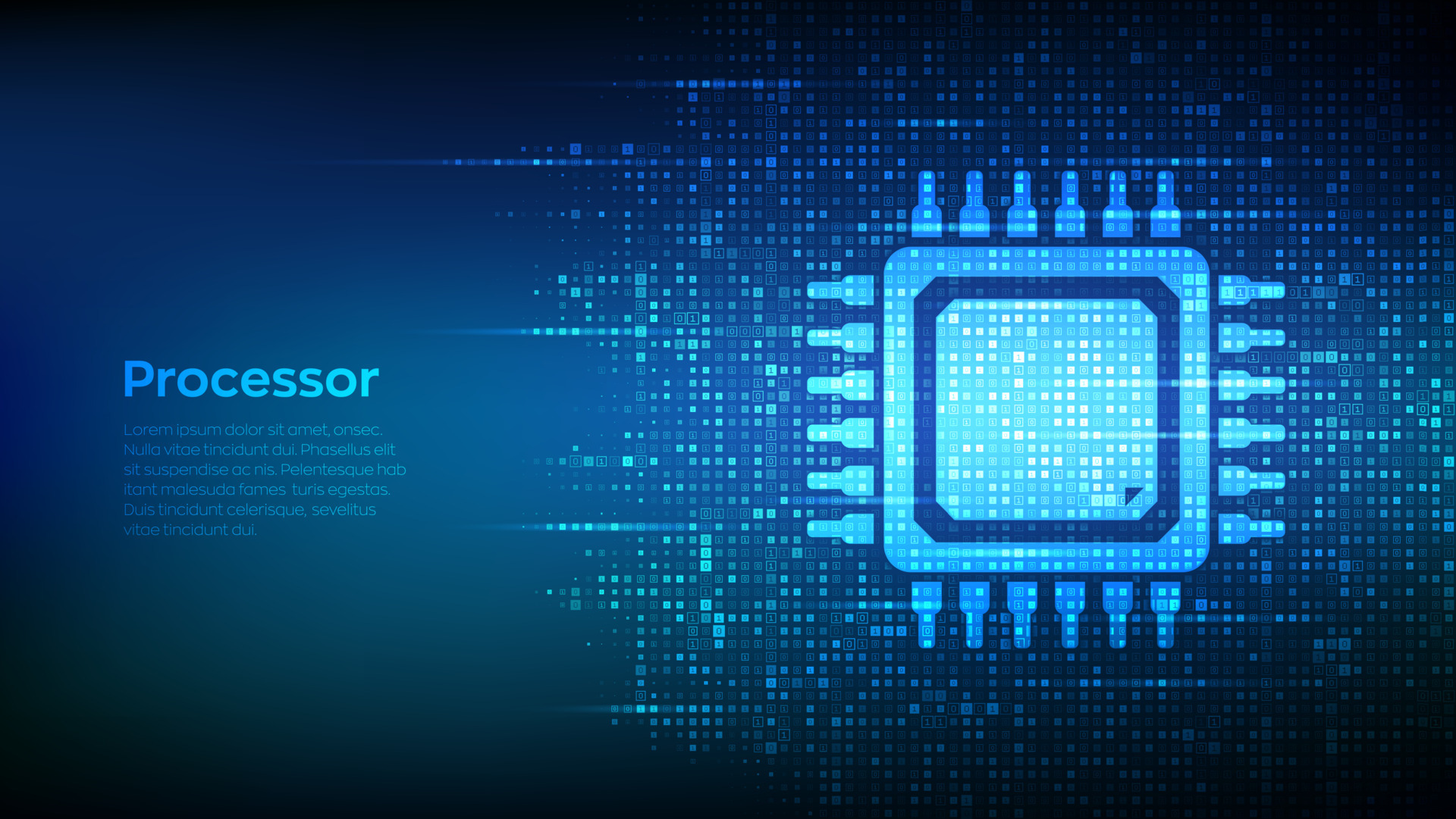 Processor Cpu Microprocessor Or Chip Icon Made With Binary Code